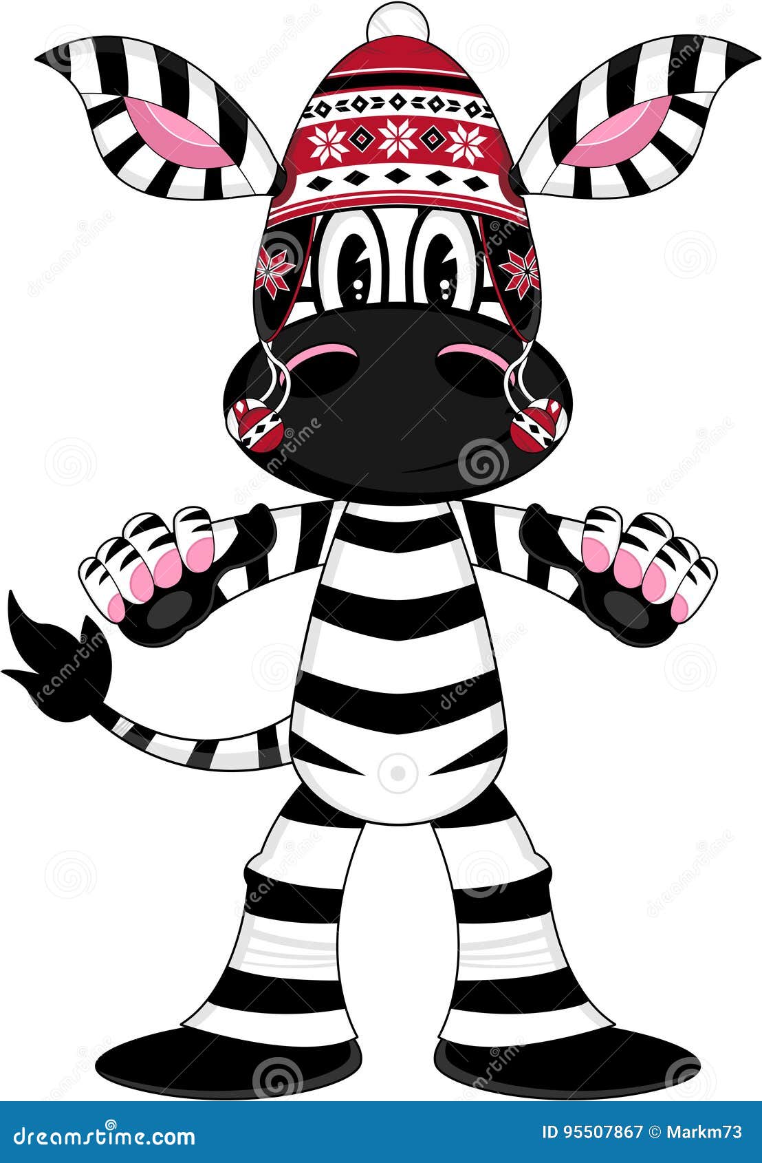 Cute Cartoon Wooly Hat Zebra Stock Vector - Illustration of vector ...