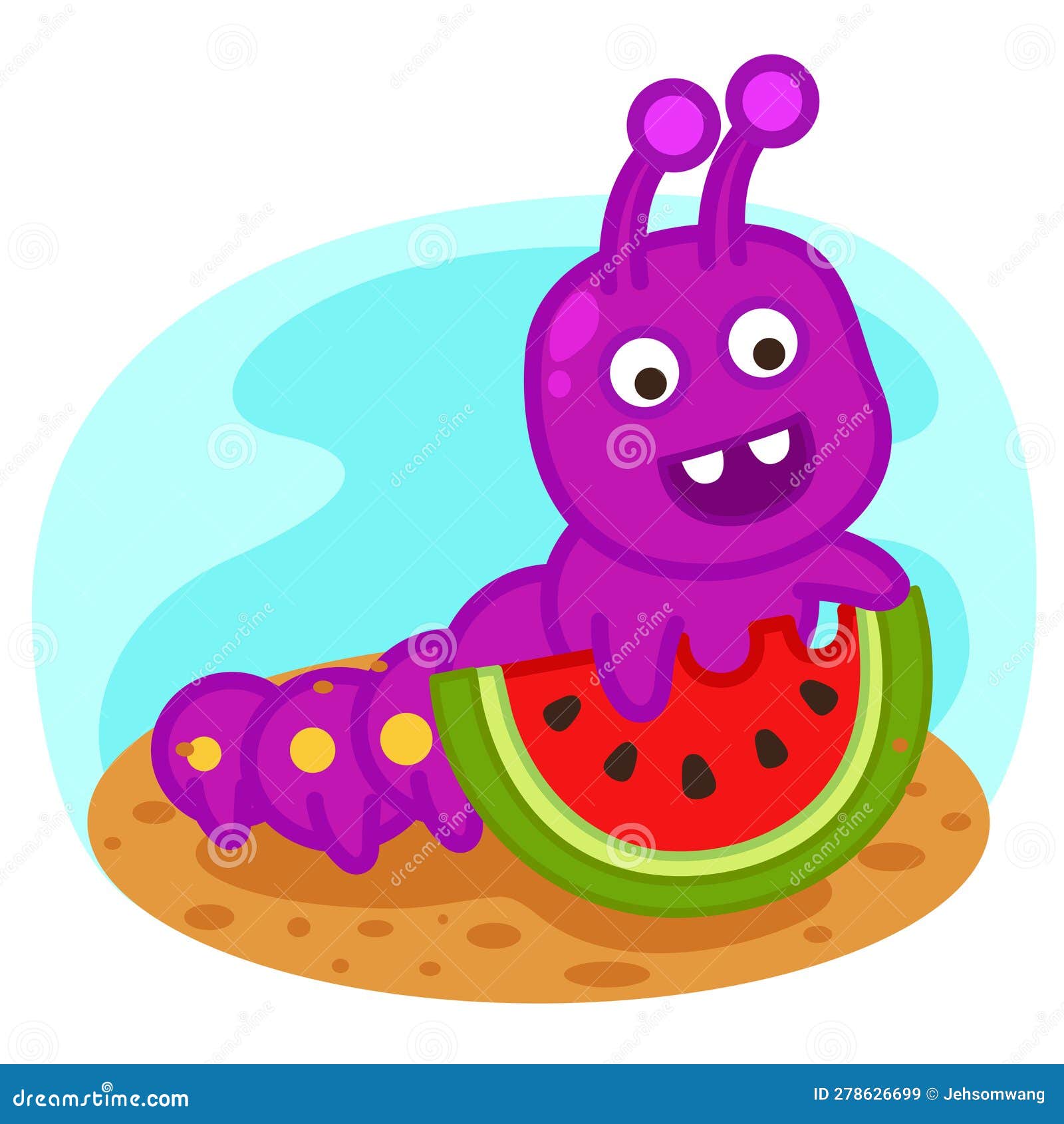 Cute Cartoon Worm Character on White Background Stock Vector ...