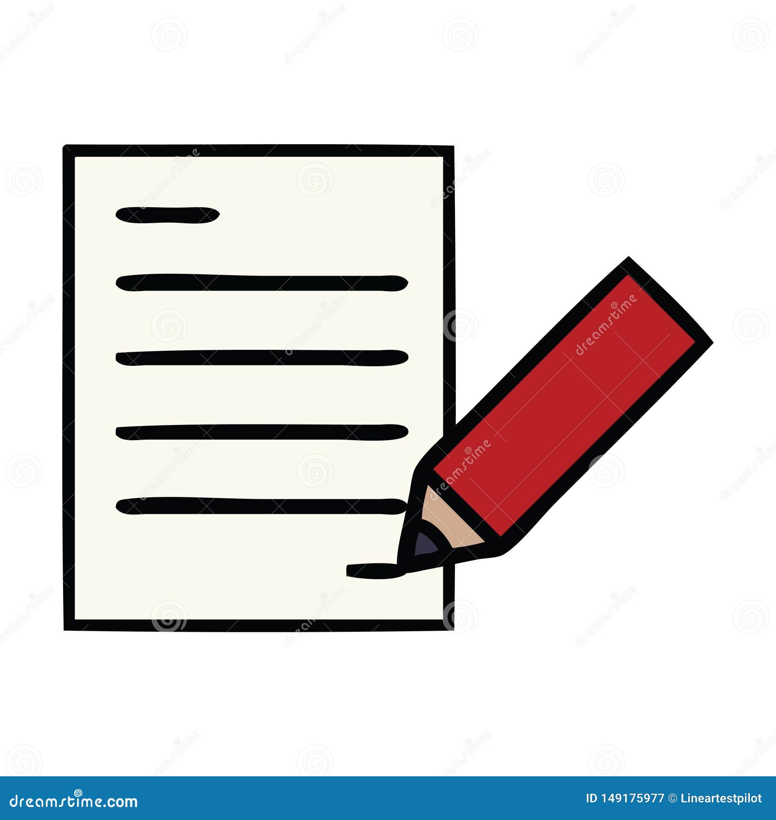 Cute Cartoon of Writing a Document Stock Vector - Illustration of hand ...