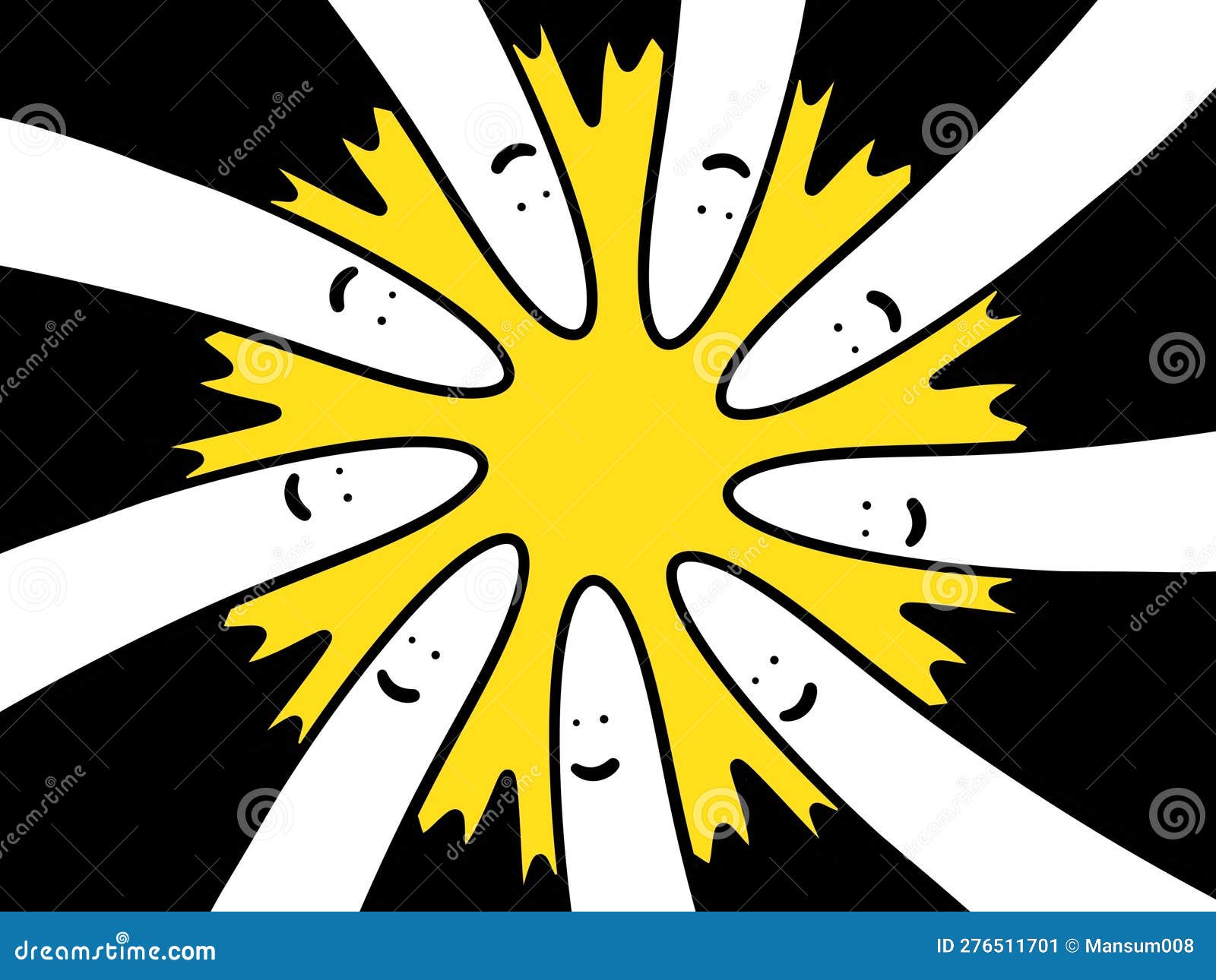 Cute Cartoon on Yellow Background Stock Illustration - Illustration of ...