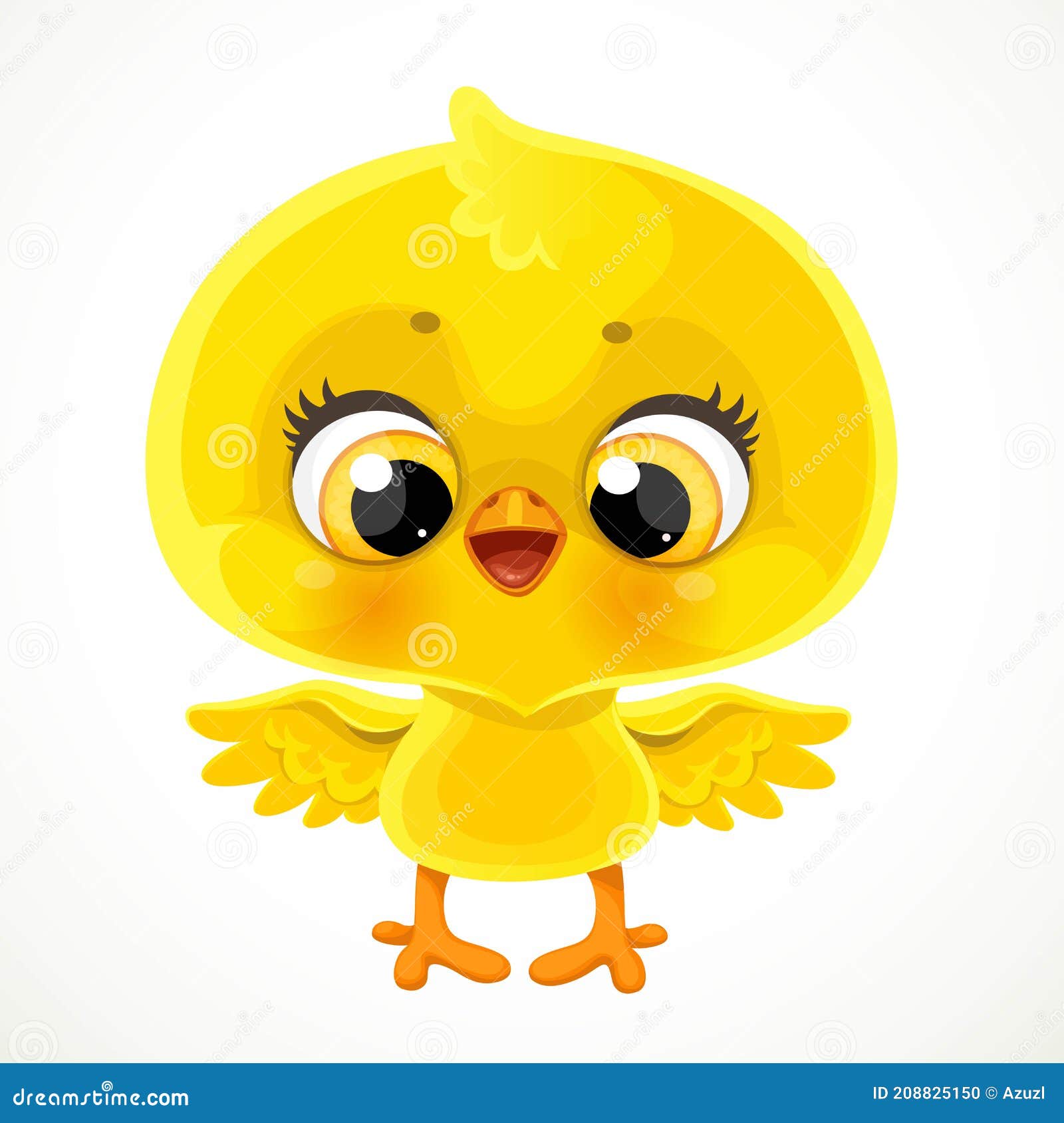 Cartoon Yellow Chicken Isolated on a White Background Stock Vector ...