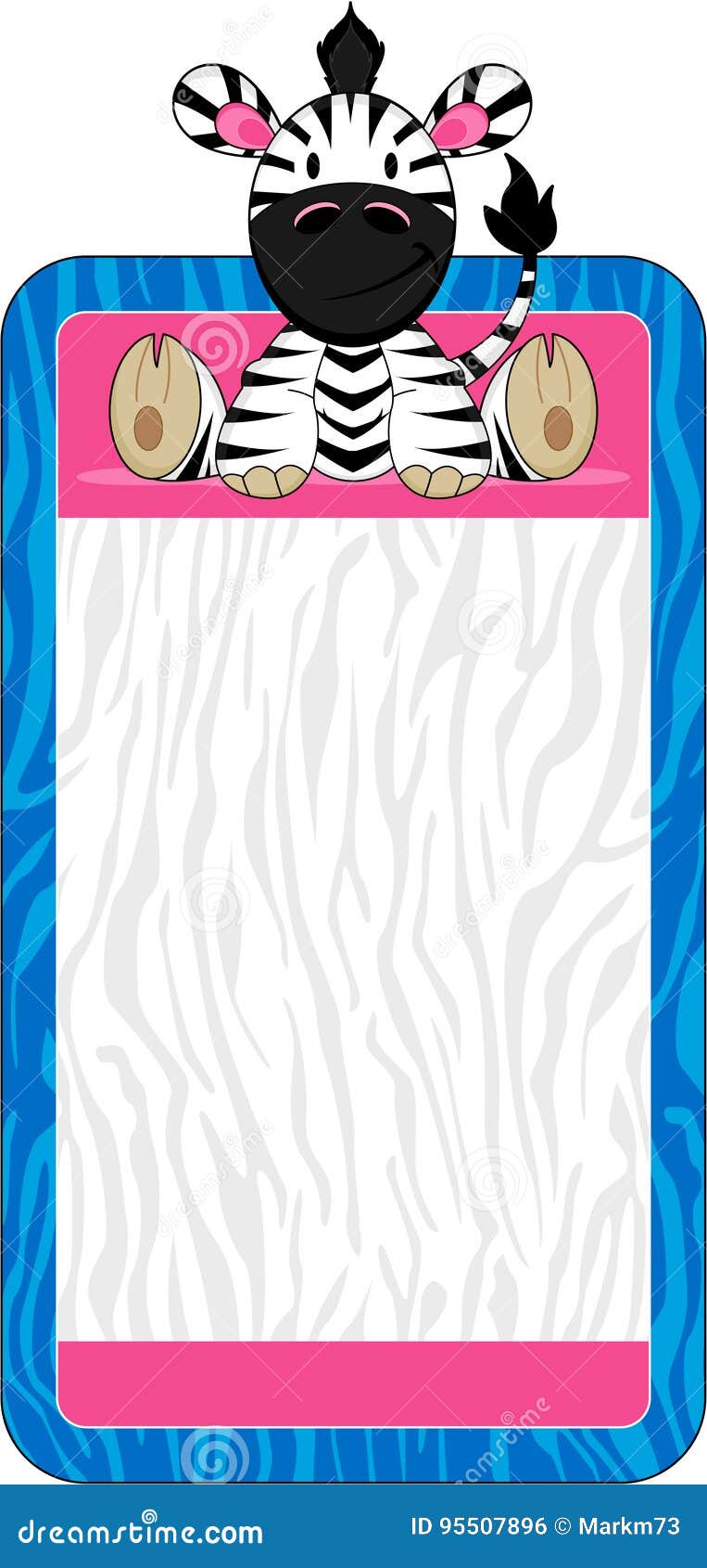 Cute Cartoon Zebra stock vector. Illustration of striped - 95507896