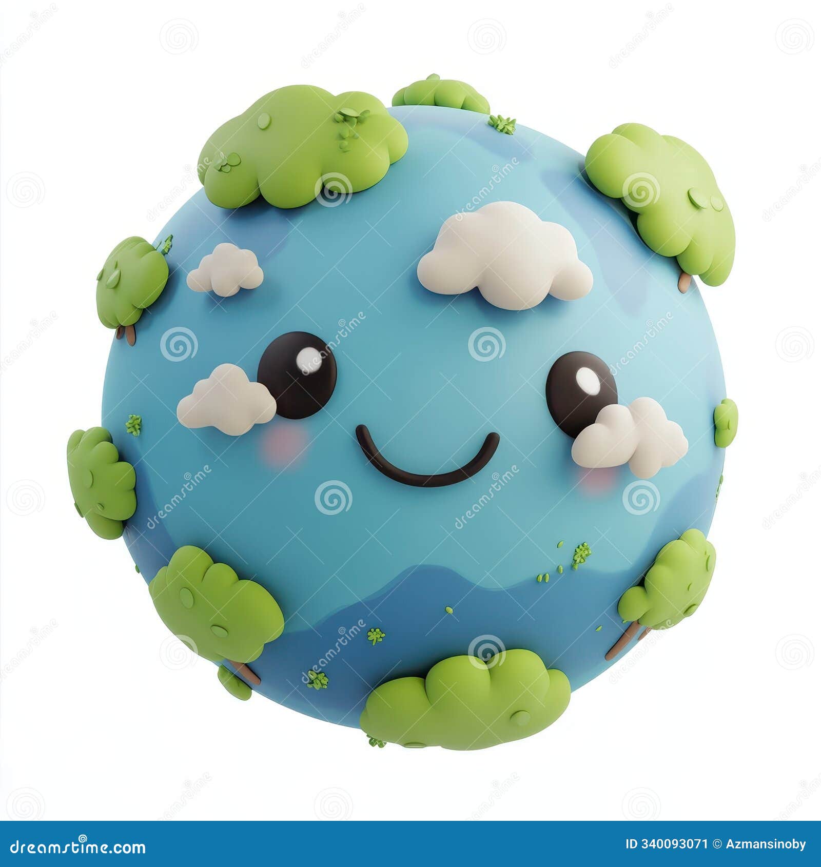 A Cute, Cartoonish Globe with Trees and Clouds, Symbolizing a Friendly ...
