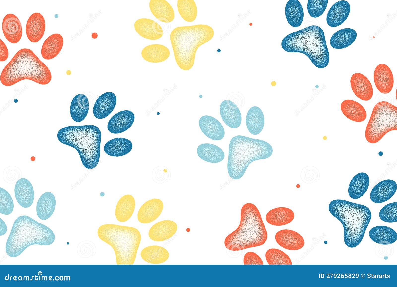 Cute and Cartoonish Paw Prints Pattern Background for Kids Stock Vector ...