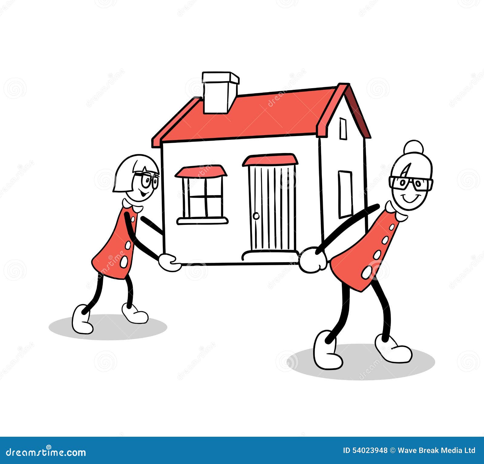 Cute Cartoons Carrying a House Stock Vector - Illustration of house ...