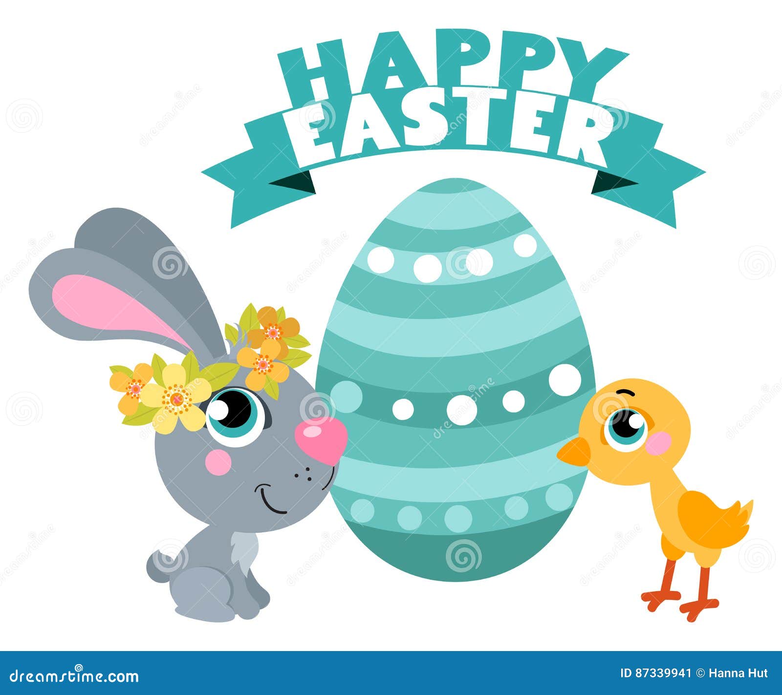 Set Of Cute Cartoons Easter Rabbits. Suitable For Easter Design ...