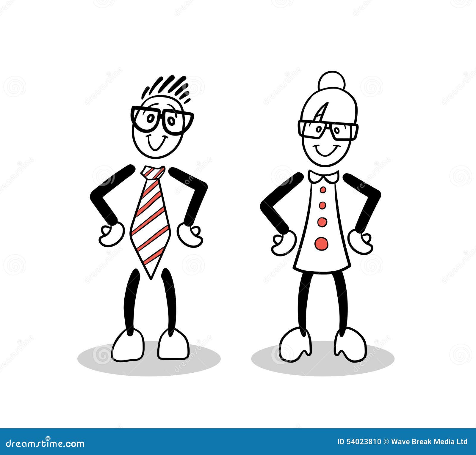 Cute Cartoons with Hands on Hips Stock Vector - Illustration of people ...