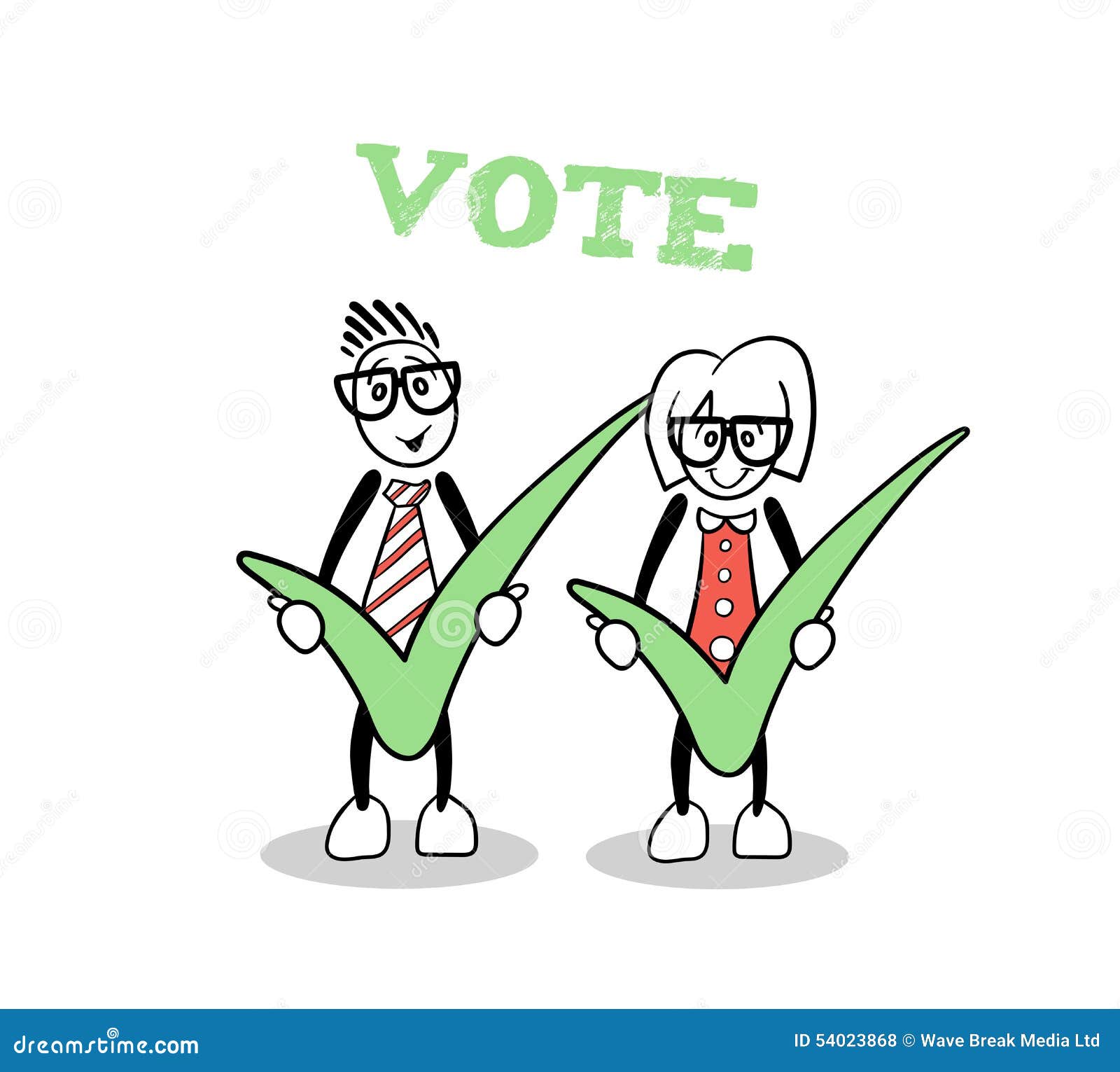 Cute Cartoons Showing Green Voting Ticks Stock Vector - Illustration of ...