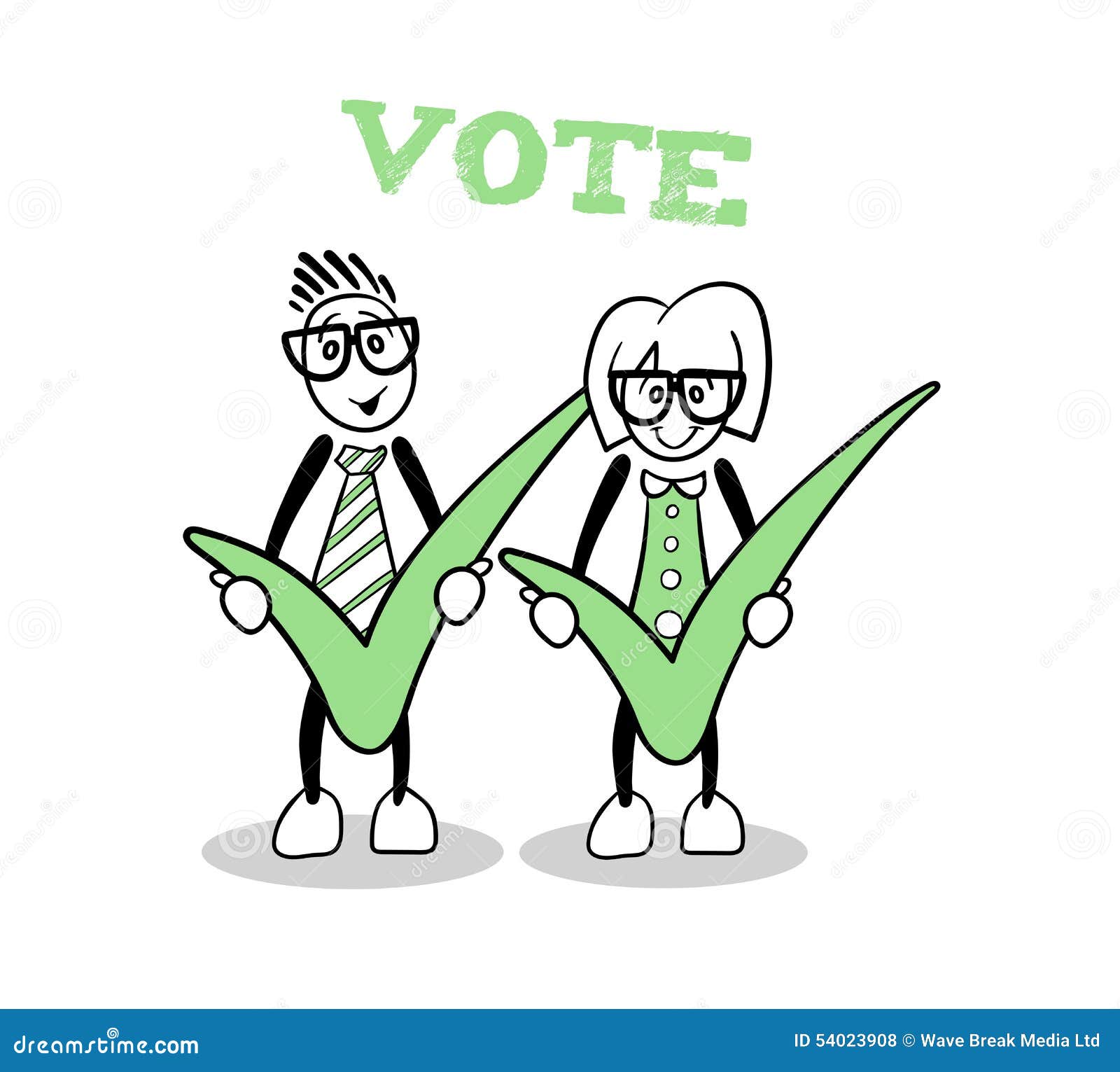 Cute Cartoons Showing Green Voting Ticks Stock Vector - Illustration of ...