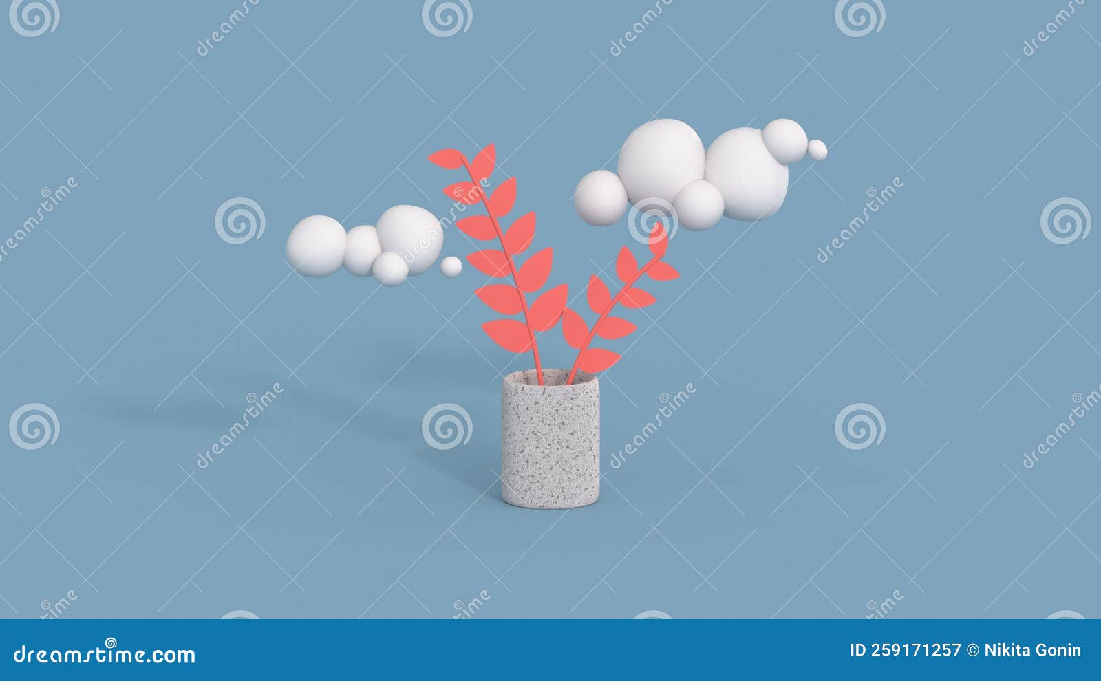 Cute Cartoony Plant 3D Render Stock Illustration - Illustration of ...