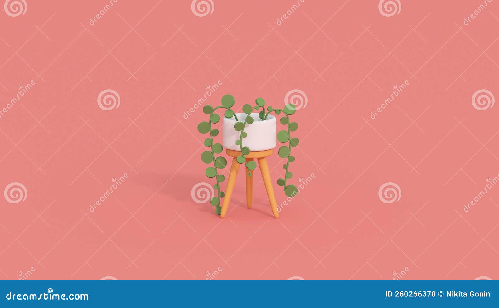 Cute Cartoony Plant 3D Render Stock Illustration - Illustration of ...