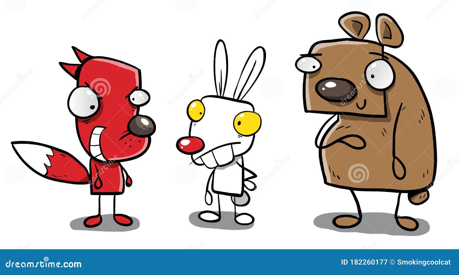 Cute Rabbit Bear and Evil Fox Stock Vector - Illustration of evil ...