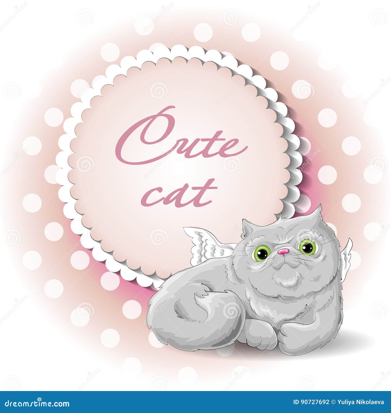 Cute cat angel stock vector. Illustration of cartoon - 90727692