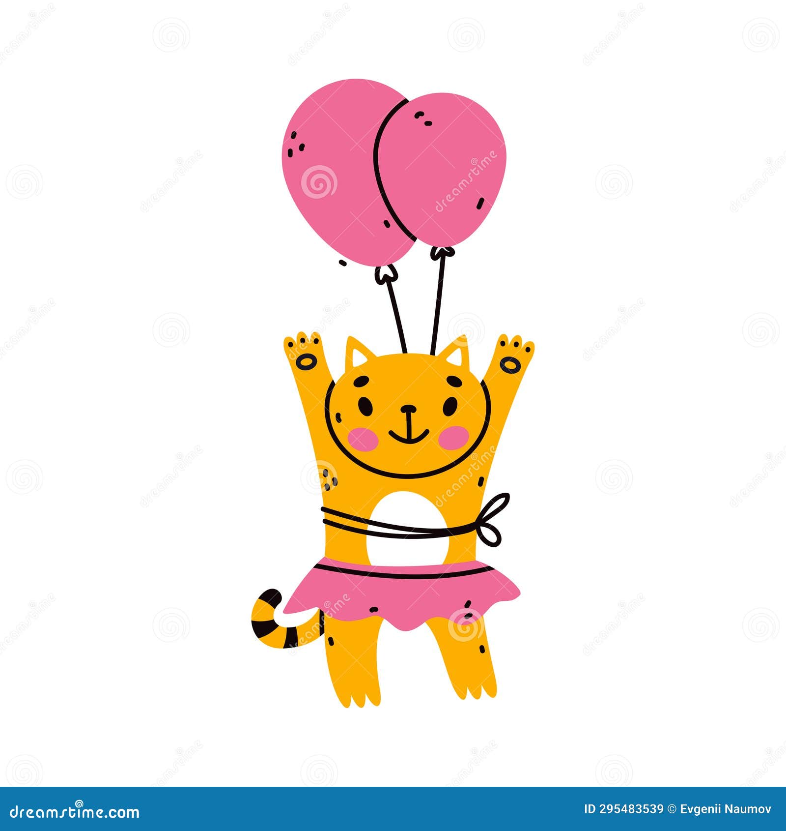 Cute Cat Animal Flying with Balloon Floating in the Air Vector ...