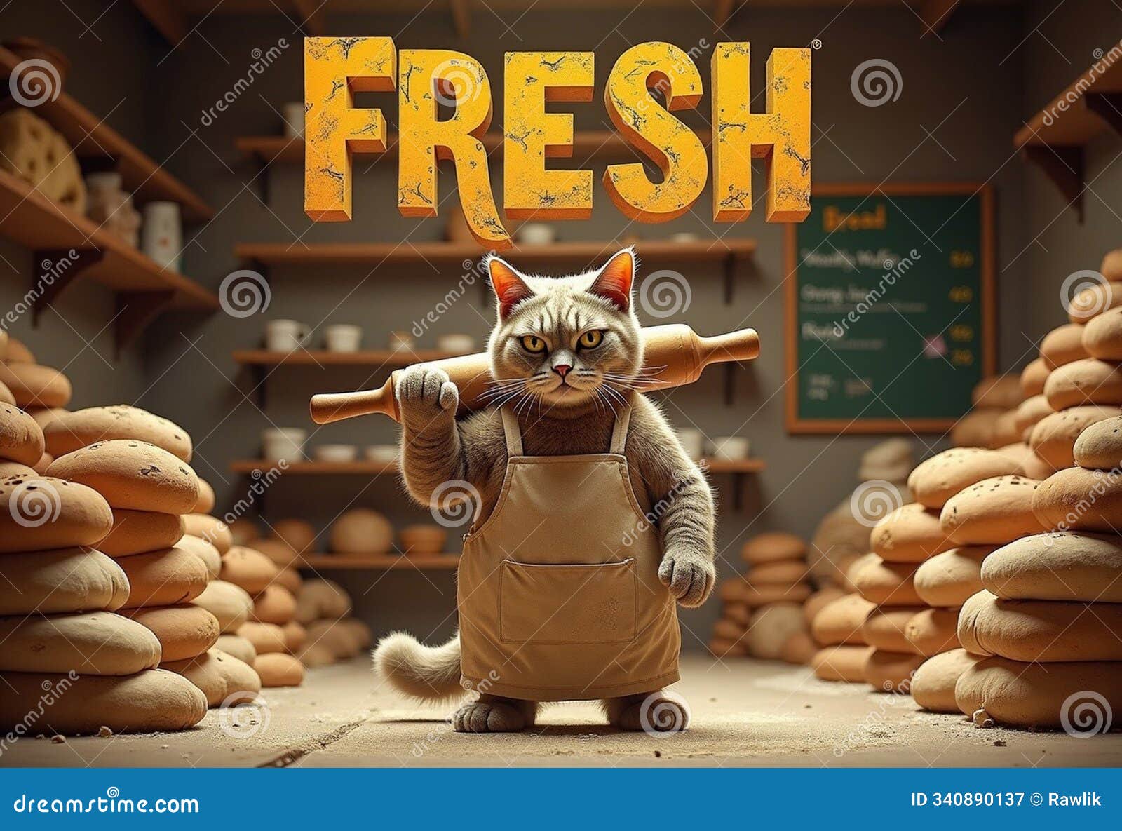 Cute Cat Baker Making Bread in Bakery Stock Image - Image of baker ...