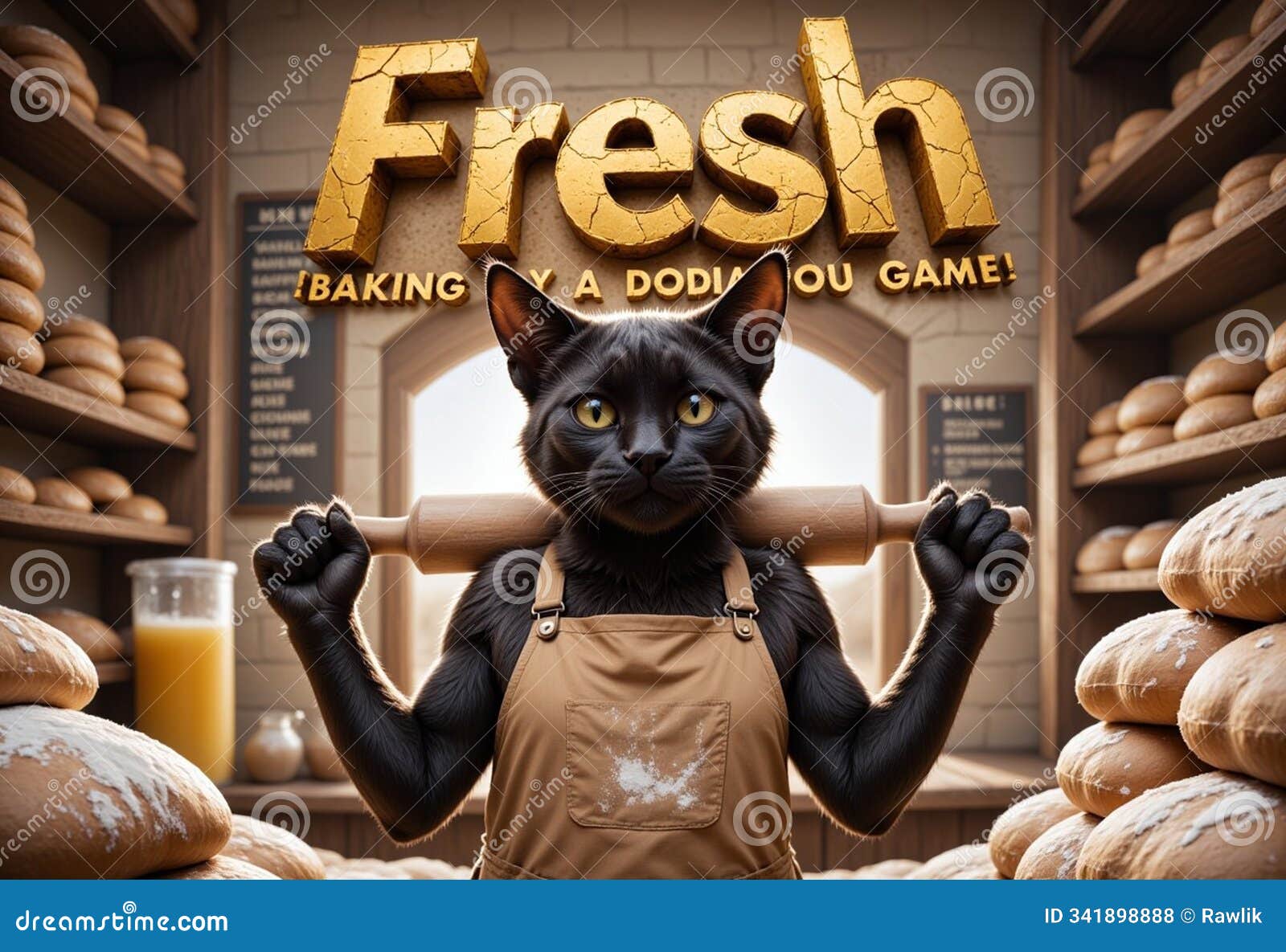 Cute Cat Baker Making Bread in Bakery Stock Photo - Image of cute, form ...