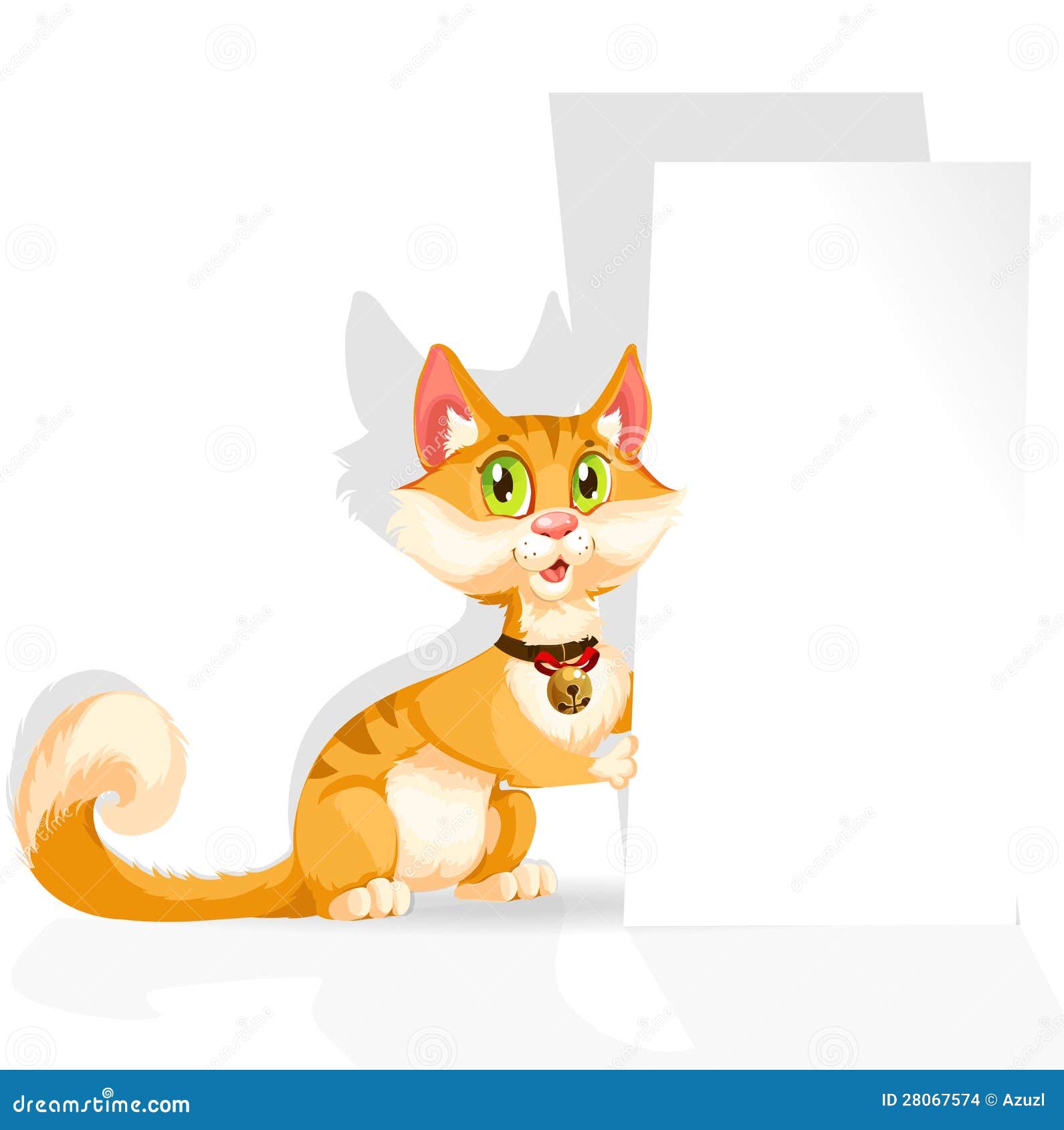 Cute Cat with Banner for Text Stock Vector - Illustration of artistic ...