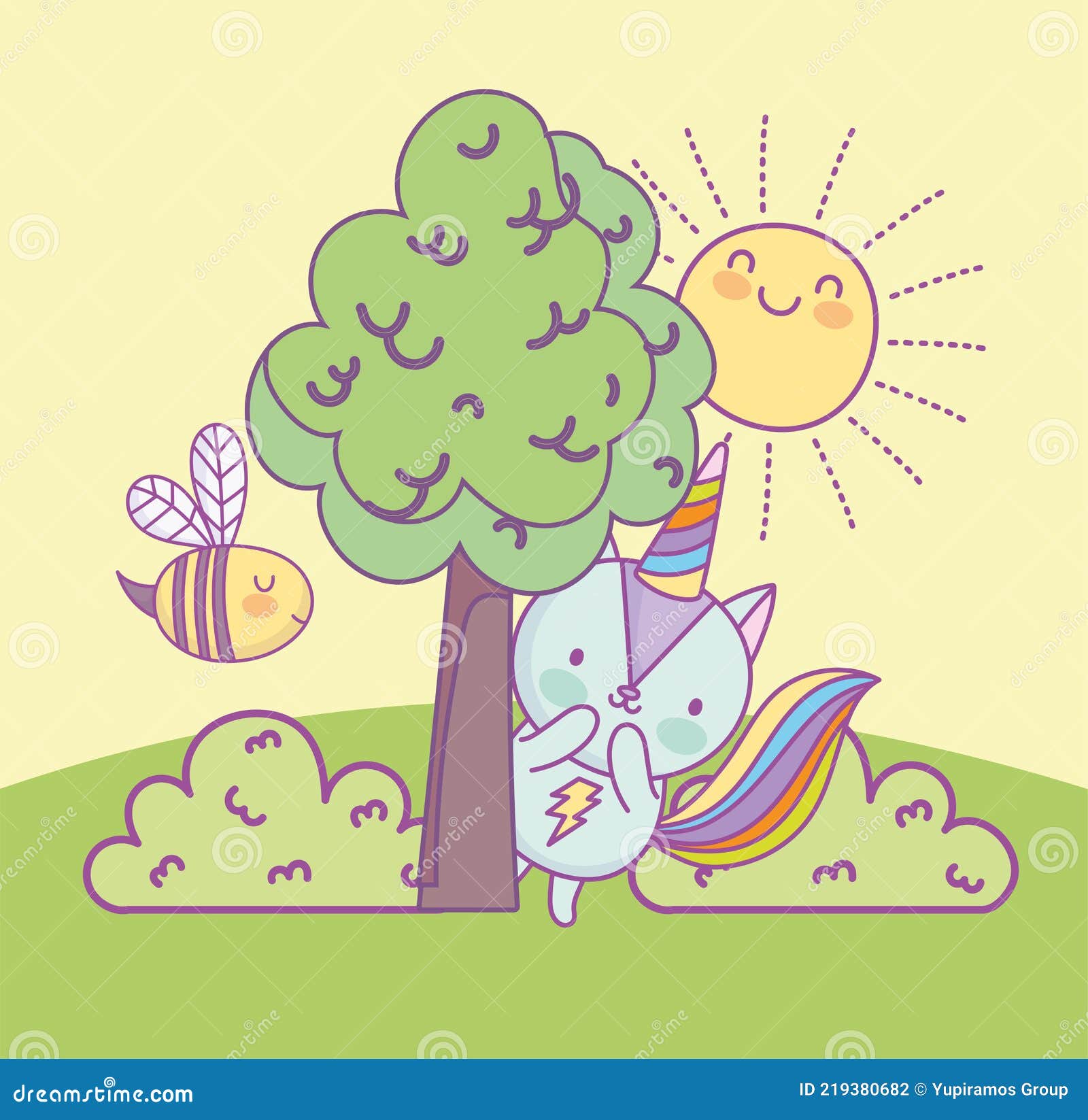 Cute cat bee stock vector. Illustration of vector, mascot - 219380682