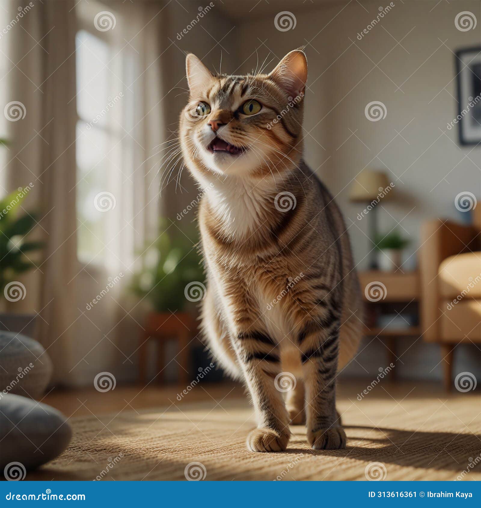 A Cute Cat Being Naughty at Home. Stock Illustration - Illustration of ...