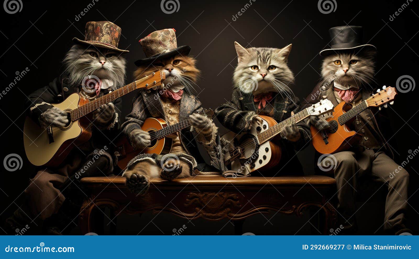 Cute cat bend with guitars stock illustration. Illustration of painting ...