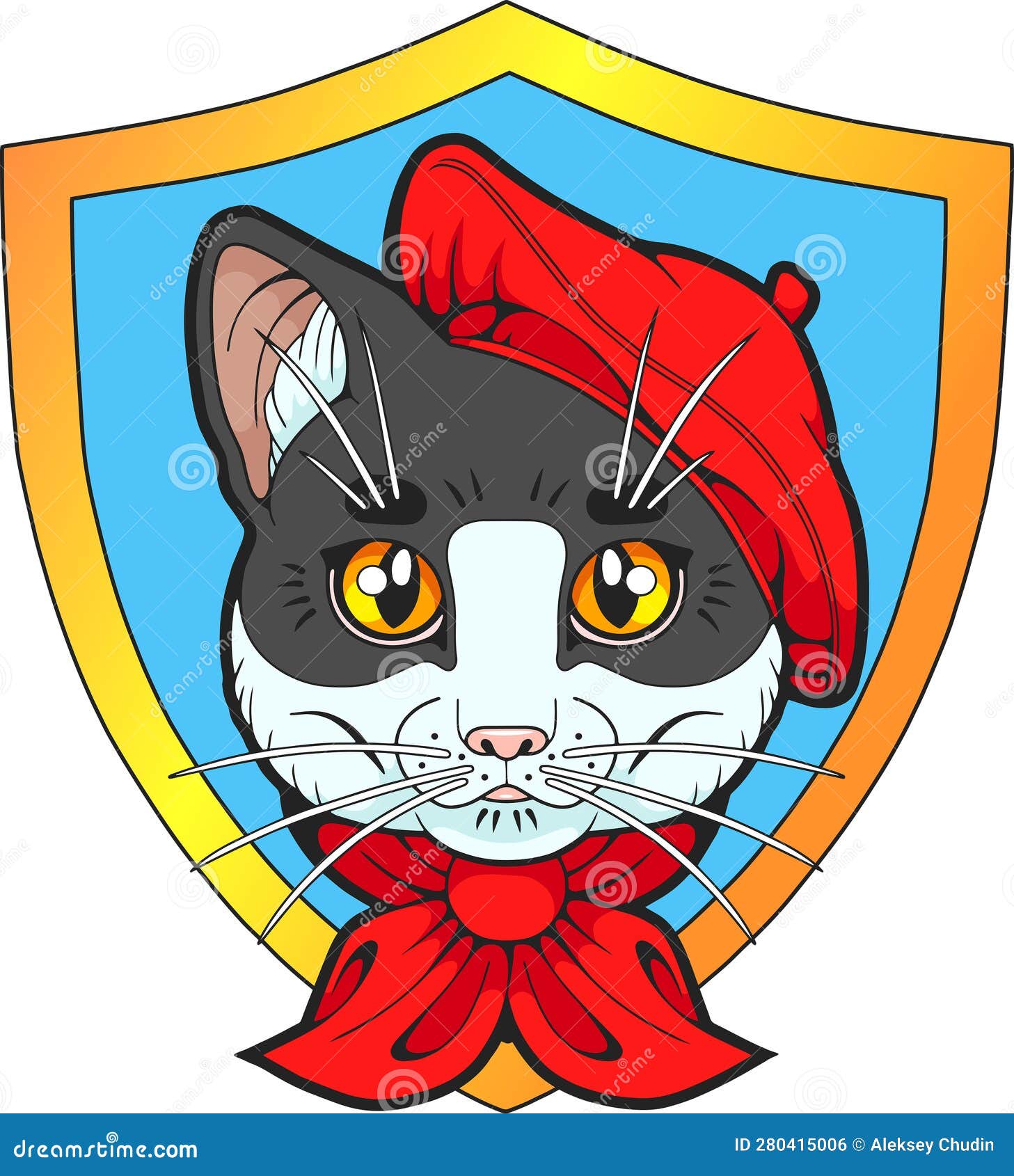 Cat in beret, logo design stock vector. Illustration of cute - 280415006