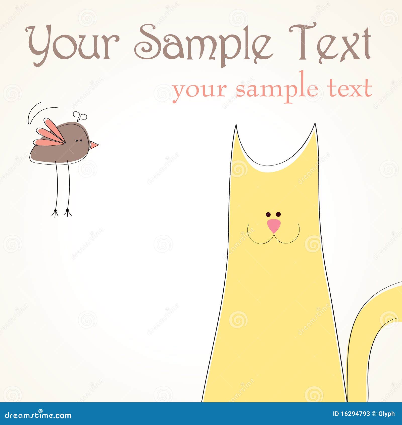 Cute cat with bird stock vector. Illustration of ornate - 16294793