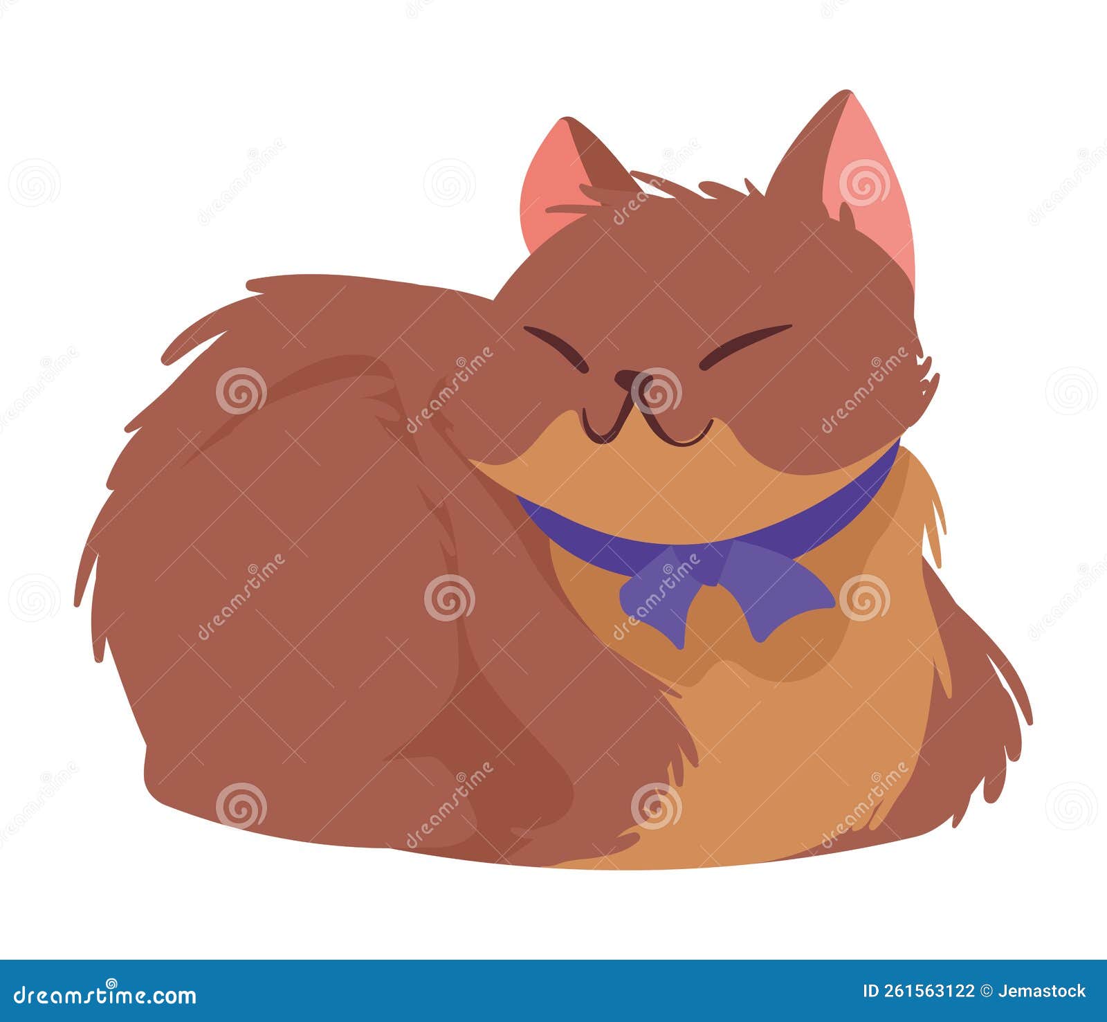 Cute cat with bow stock illustration. Illustration of animal - 261563122