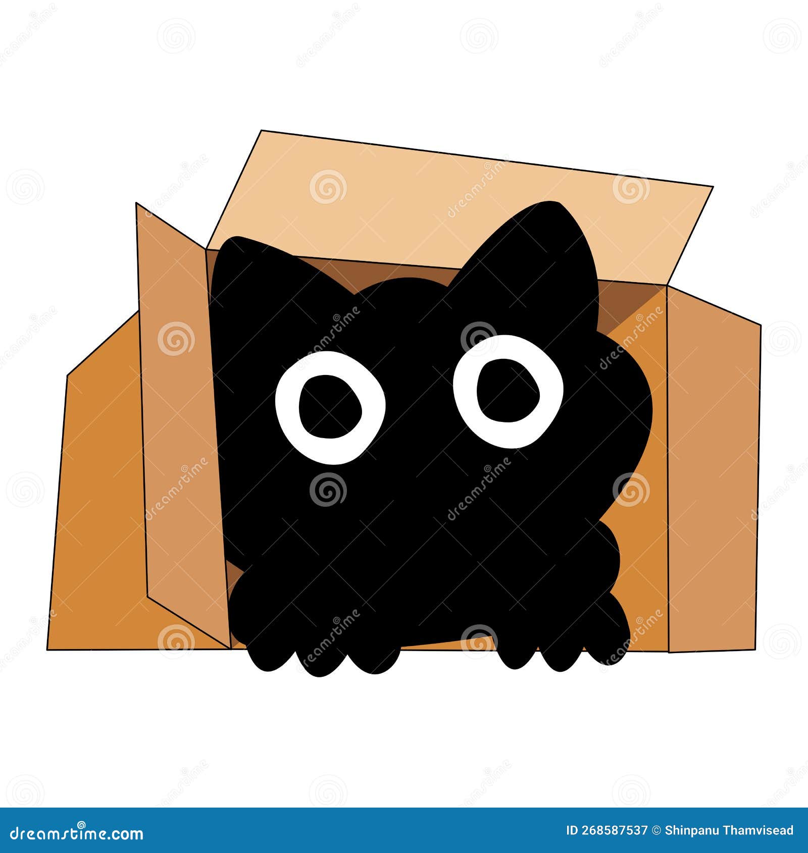 Cute Cat in Box Icon Image Illustration Design Black Color Stock ...