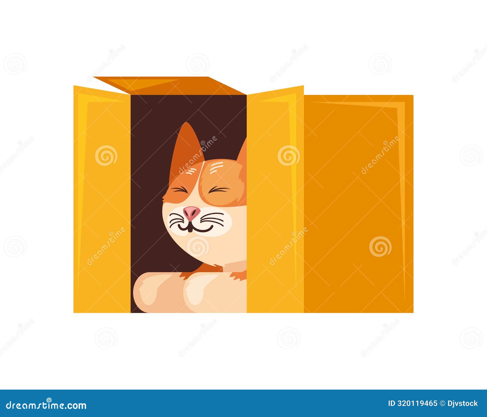 Cute cat in box playing stock vector. Illustration of breed - 320119465