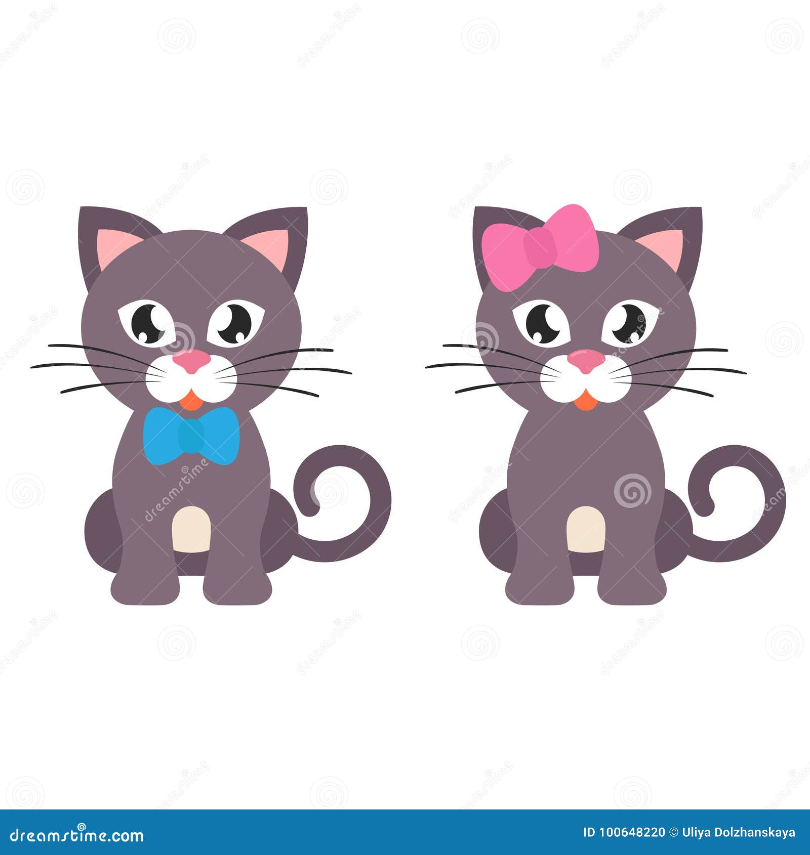 Cute cat boy and girl stock vector. Illustration of mammal - 100648220