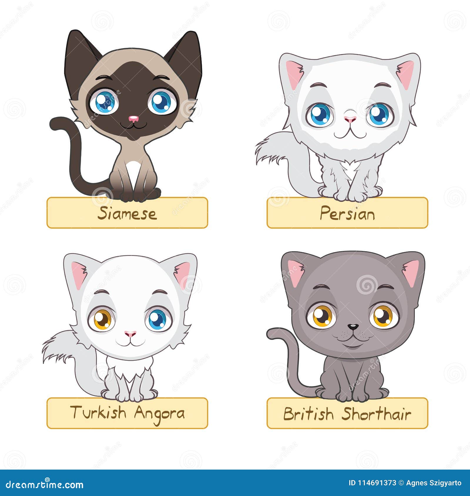 Cute cats variation stock vector. Illustration of cute - 114691373