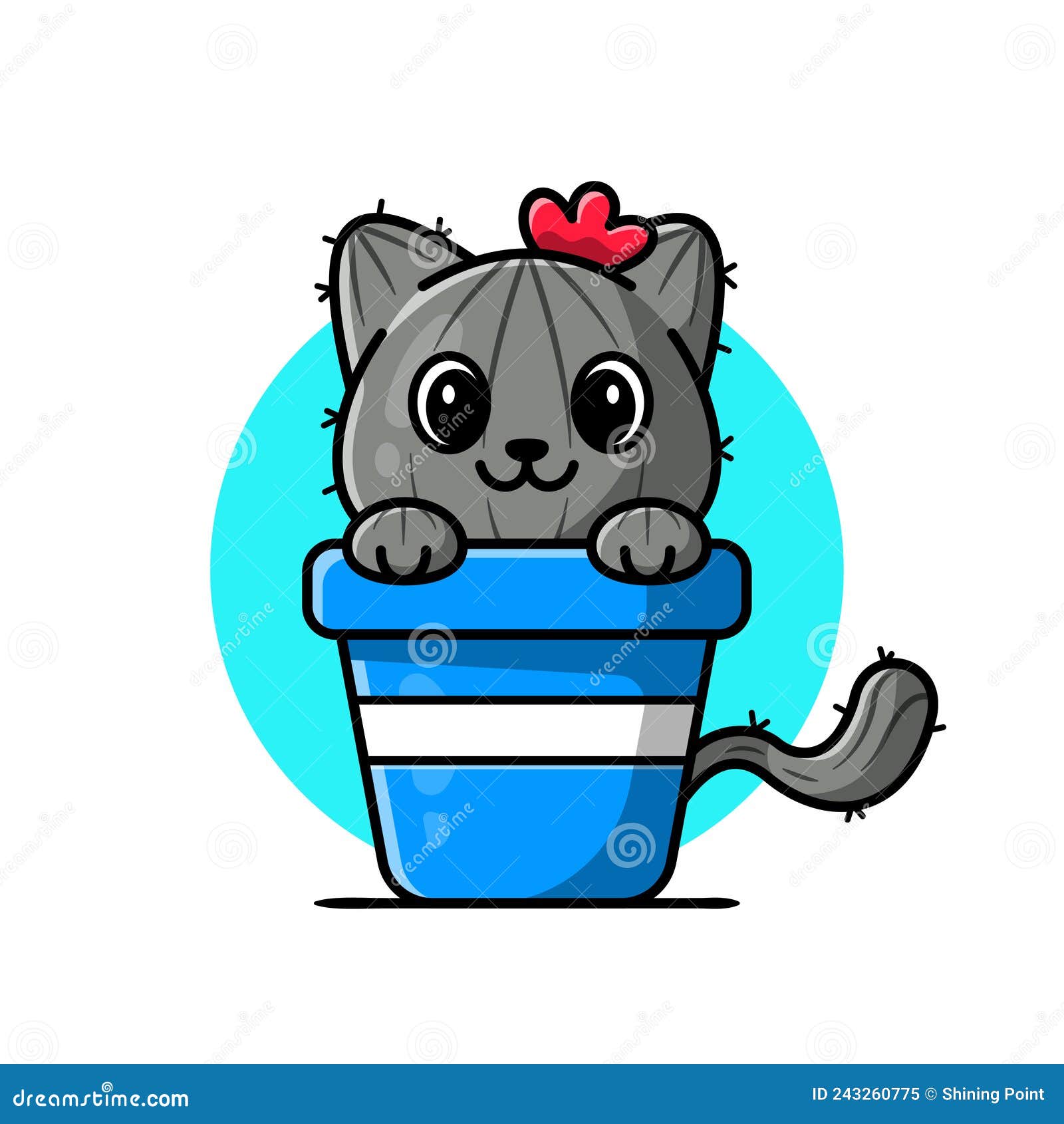 Cute Cat Cactus Cartoon Icon Illustration Stock Vector - Illustration ...