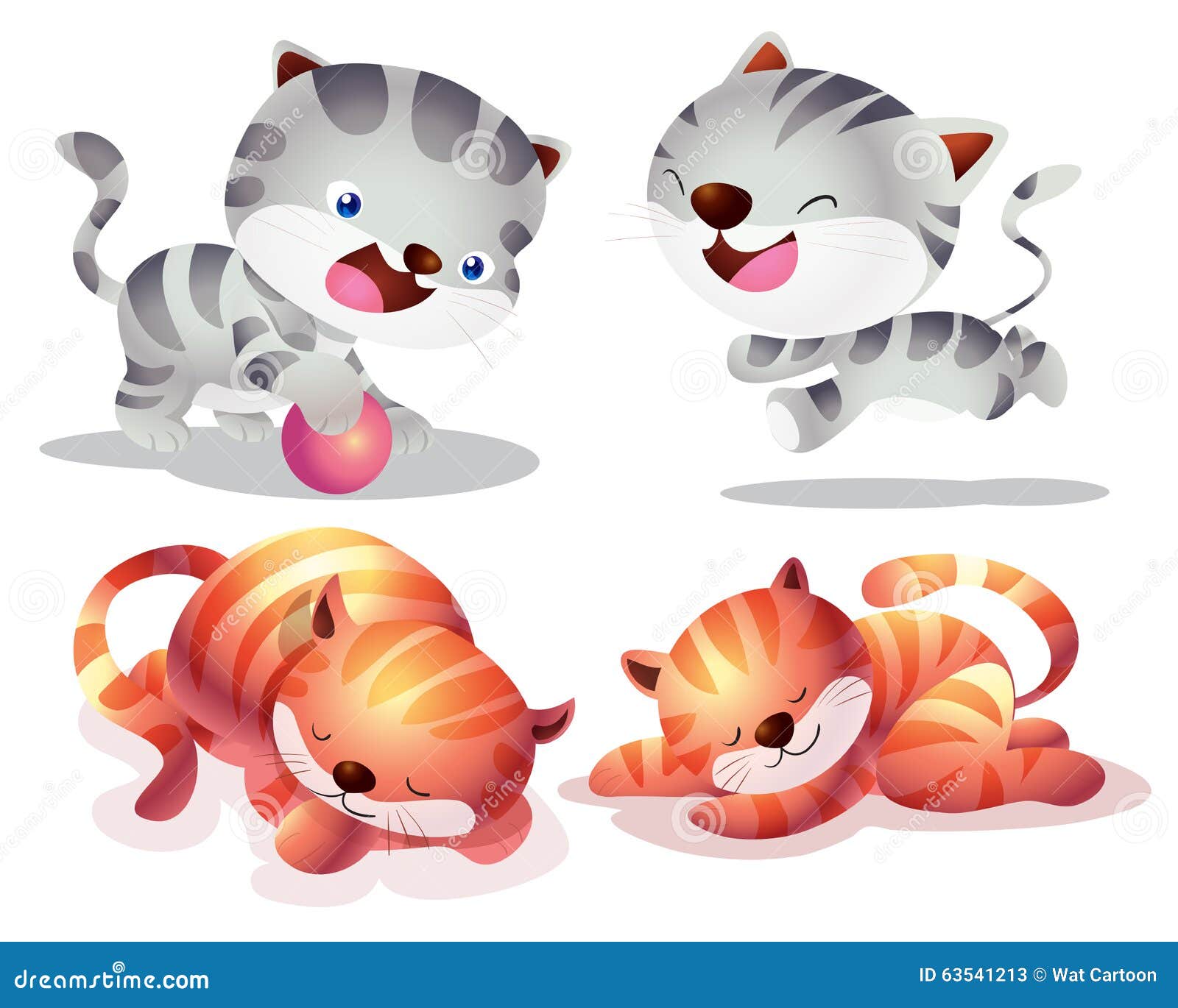Cute cat cartoon actions stock vector. Illustration of little - 63541213