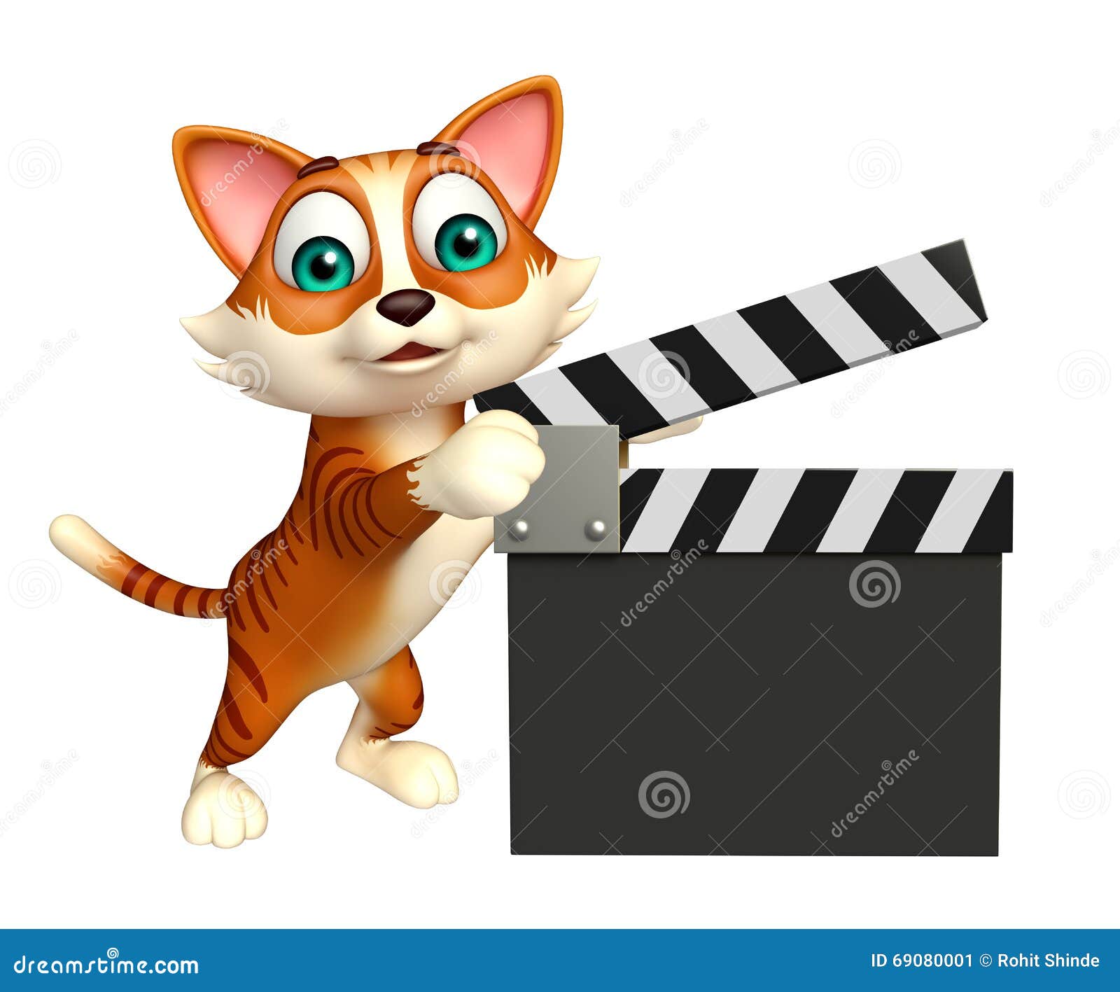 Cute Cat Cartoon Character with Clapper Board Stock Illustration ...