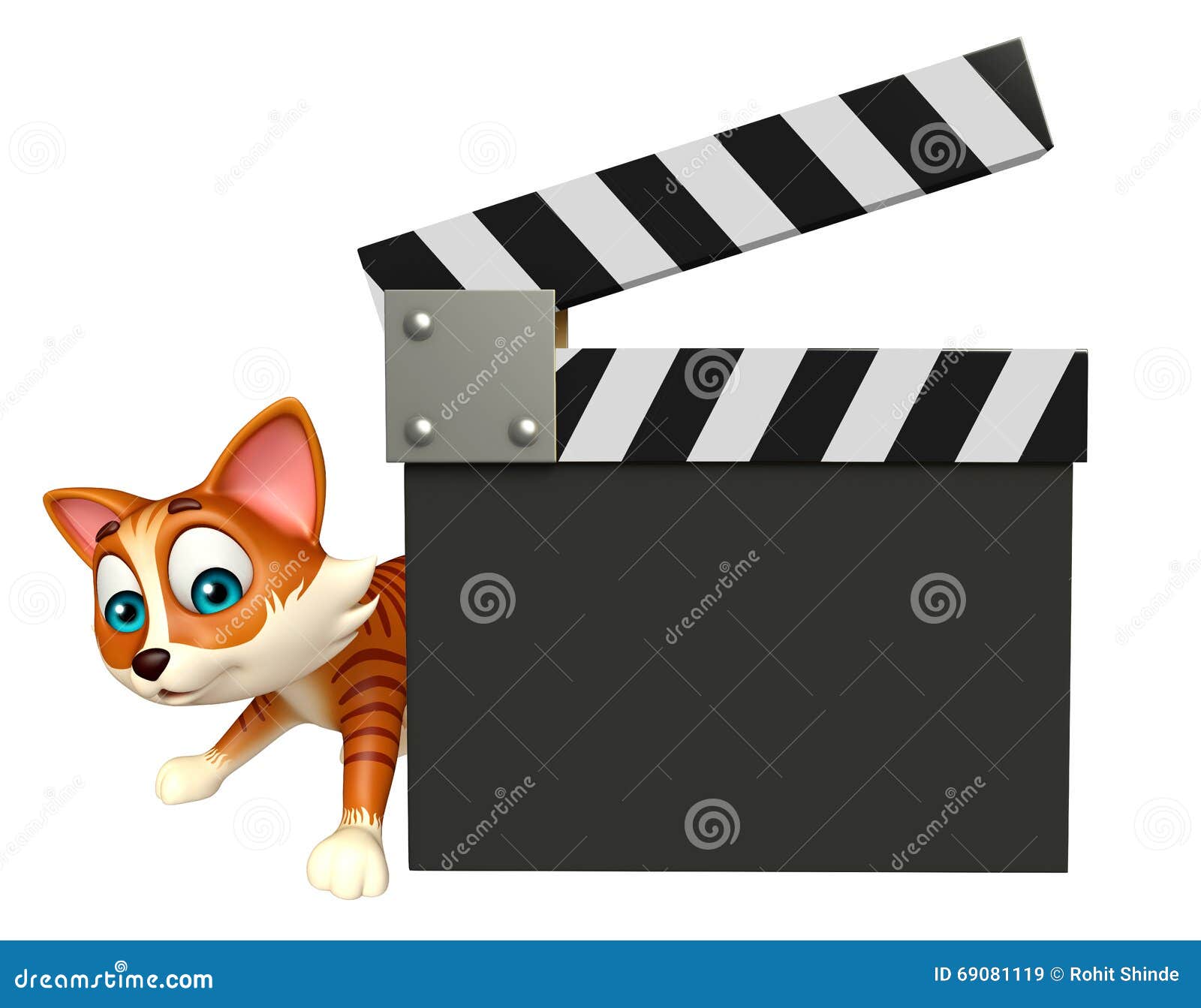 Cute Cat Cartoon Character with Clapper Board Stock Illustration ...