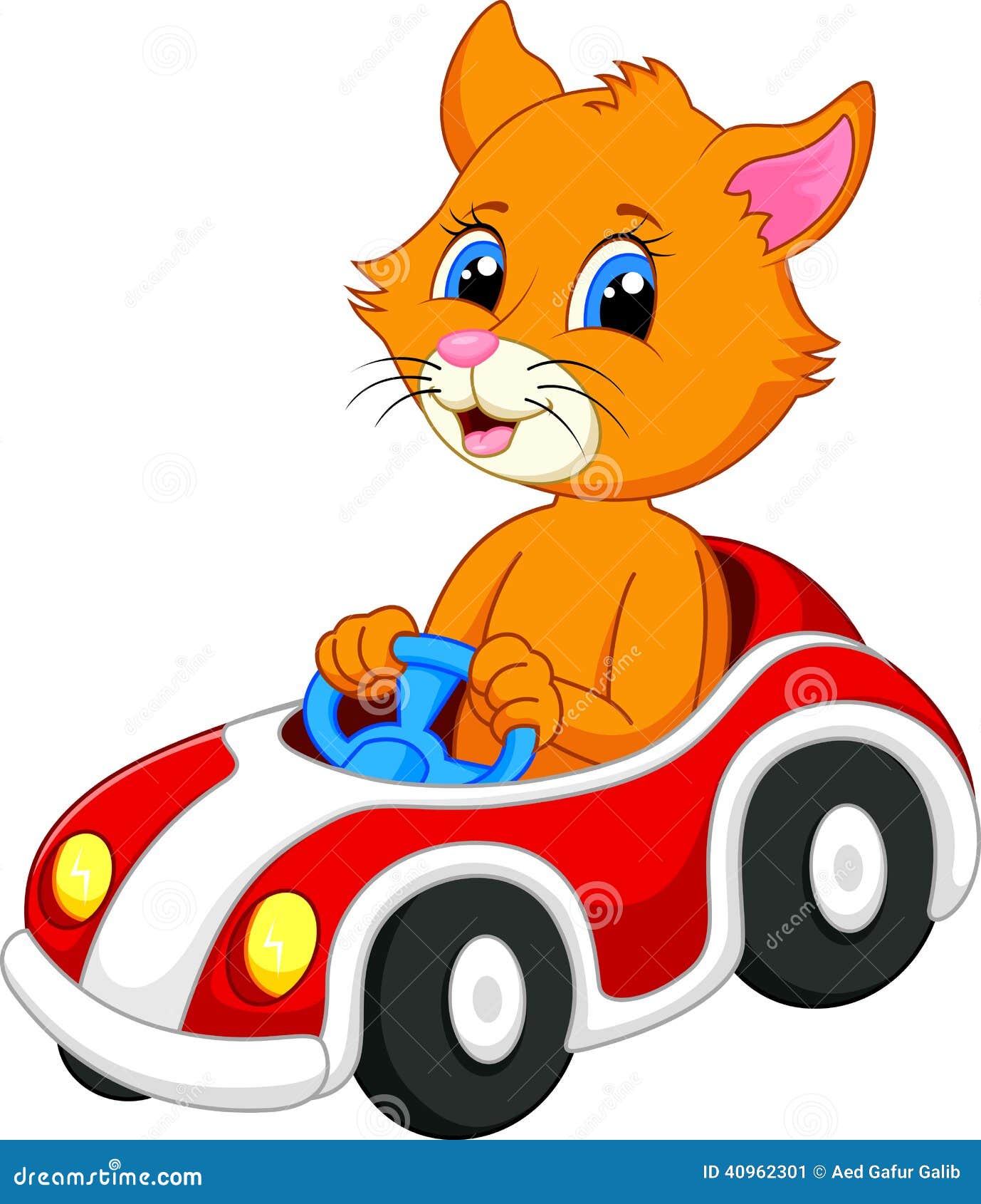 Cute Cat Cartoon Driving Car Stock Vector - Image: 40962301