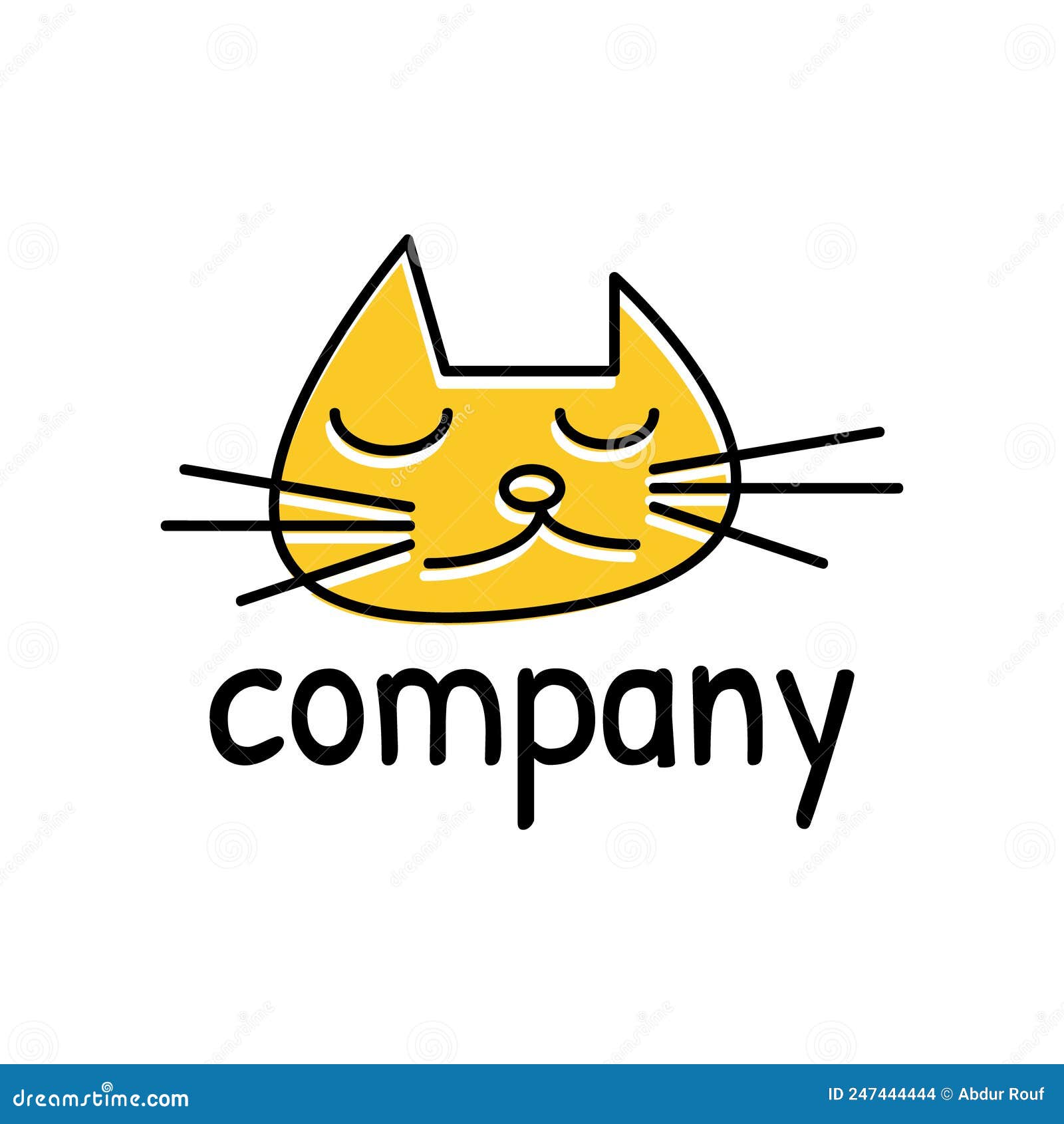 Cute Cat Cartoon Logo Design Stock Vector - Illustration of funny, care ...