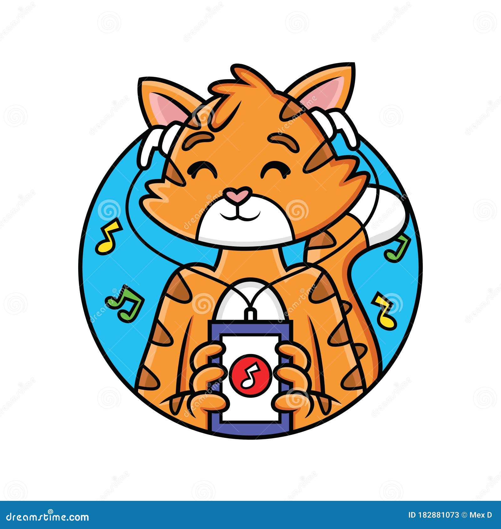 Cute Cat Cartoon Play Music Stock Illustration - Illustration of meow ...