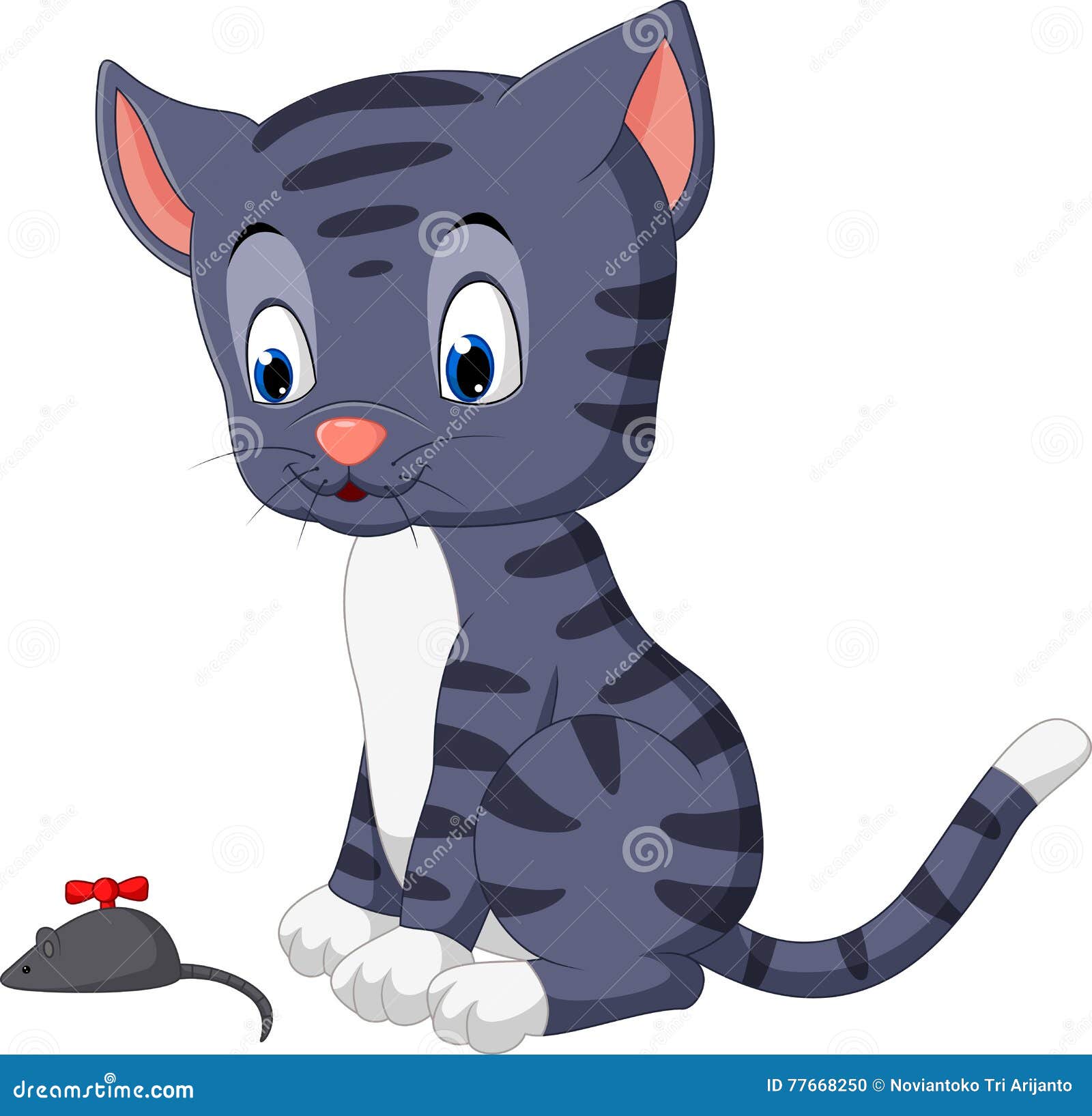 Cute Cat Cartoon Playing Mouse Stock Vector - Illustration of ginger ...