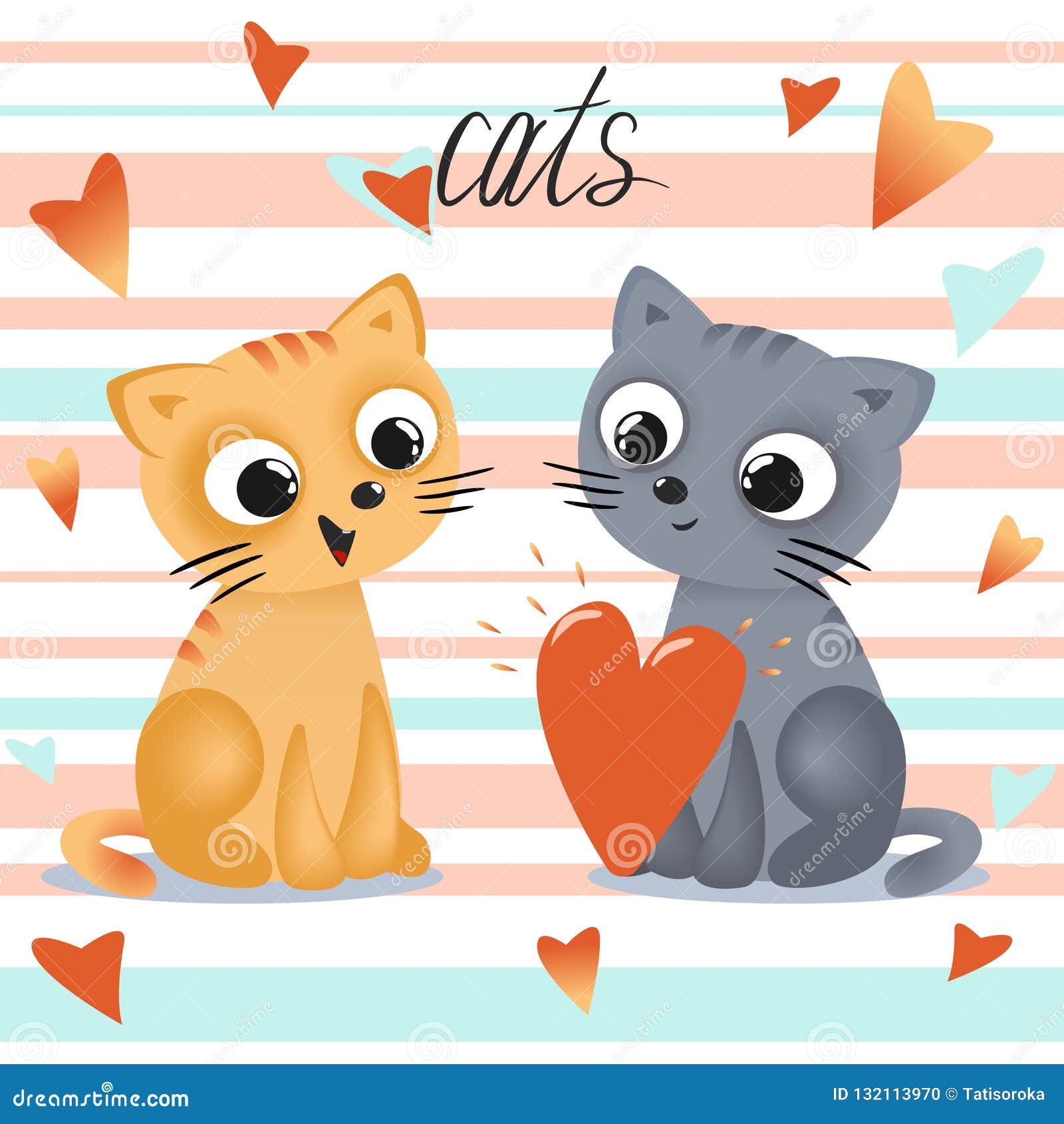 Cat stock vector. Illustration of romance, character - 132113970