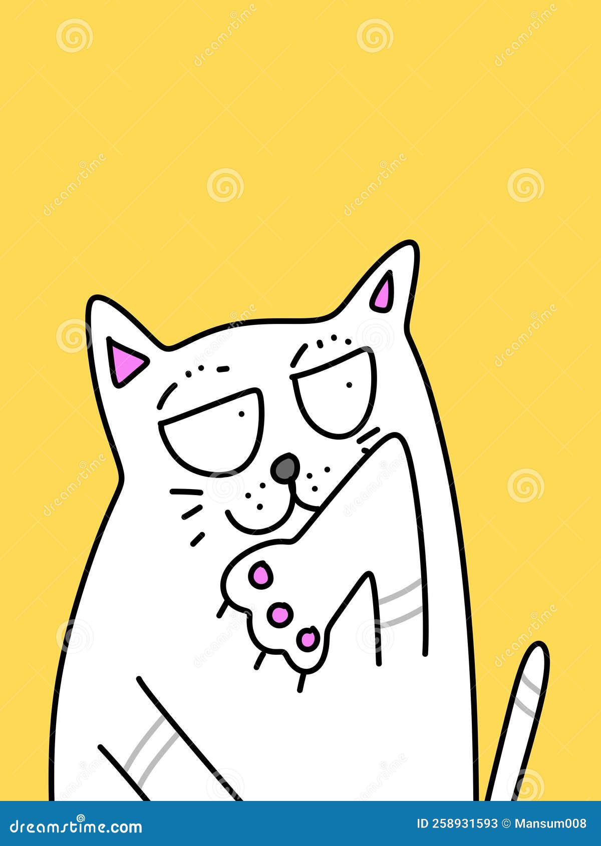 Cute Cat Cartoon on Yellow Background Stock Illustration - Illustration ...