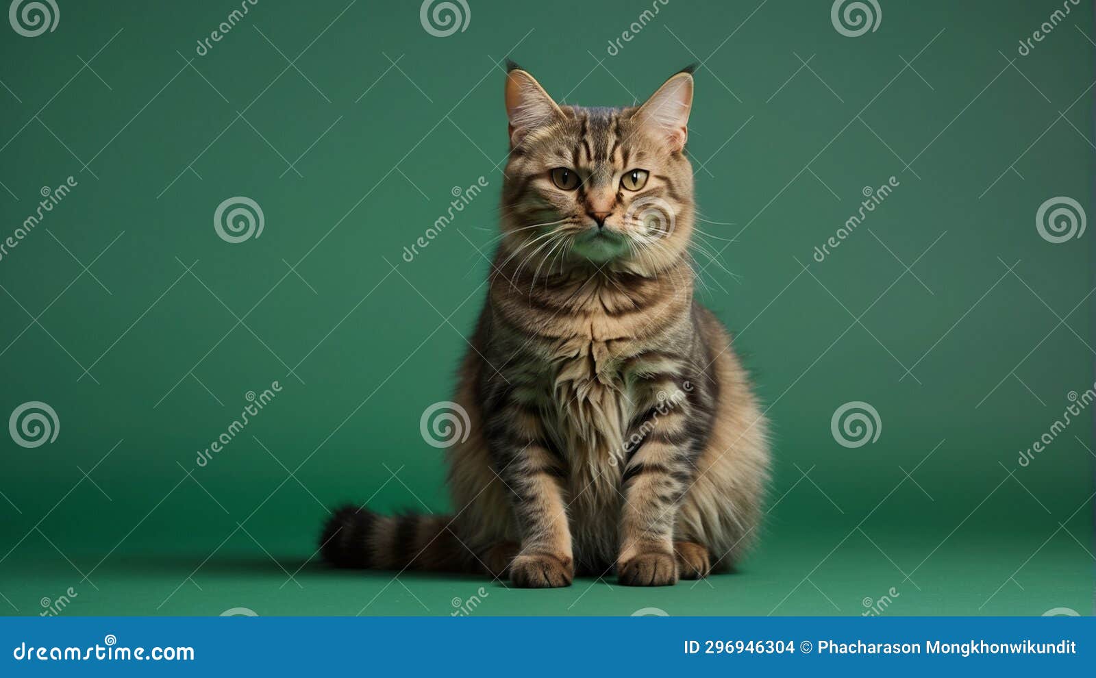 Cute Cat on a Clean Green Background Stock Illustration - Illustration ...