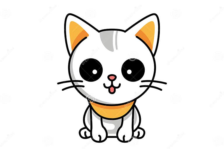 Cute Cat Clipart Vector Illustration Cartoon Kitten Icon And Logo