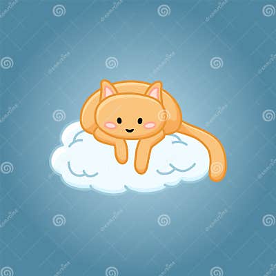 Cute Cat on a Cloud Cartoon Image Stock Vector - Illustration of comic, domestic: 144126926