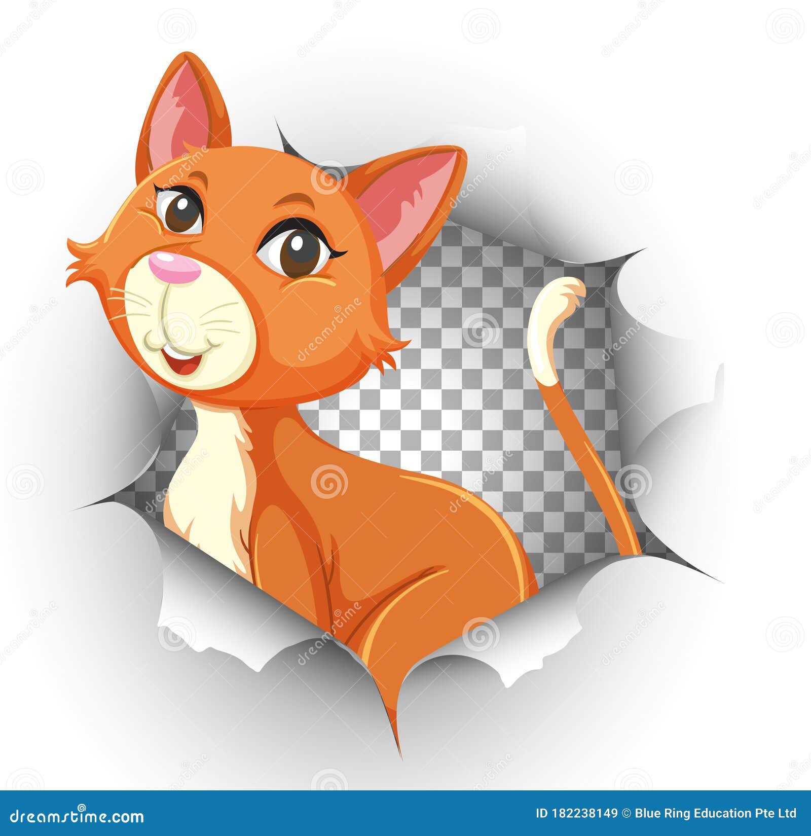 Cute Cat Coming Out of Cracked Wall Stock Vector - Illustration of wall ...