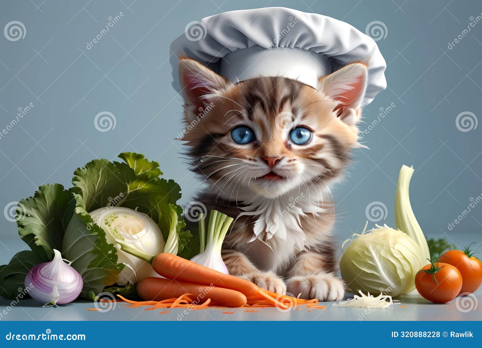 Cute Cat Cook Preparing Vegetables for Dinner Stock Photo - Image of ...