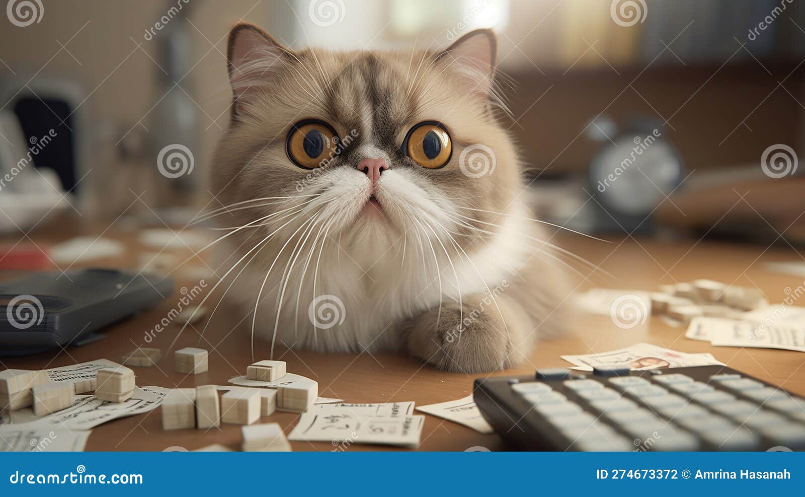 Cute Cat on the Counter Had a Shocked Expression on Its Face ...