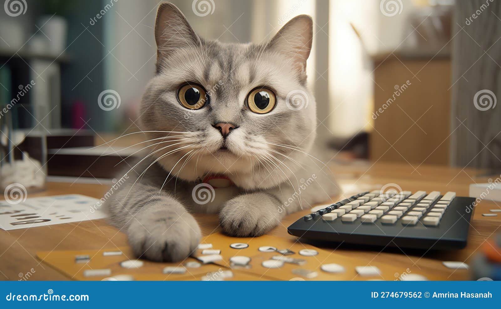 Cute Cat on the Counter Had a Shocked Expression on Its Face ...