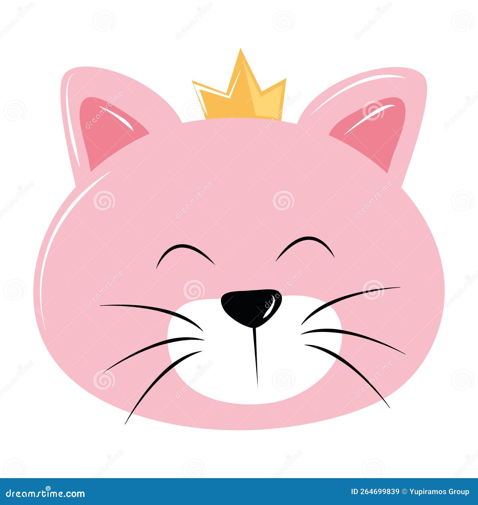 Cute cat with crown stock vector. Illustration of love - 264699839