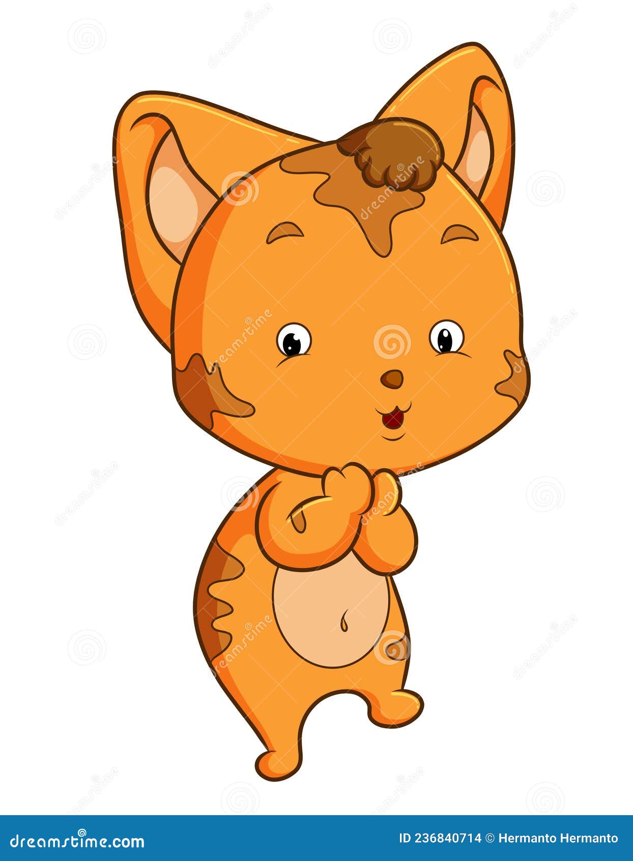 The Cute Cat is Curious and Happy Stock Vector - Illustration of ...